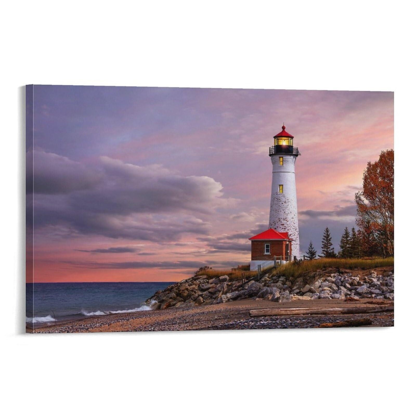 Crisp Point Lighthouse at Sunset Lake Superior, Upper Peninsula ...