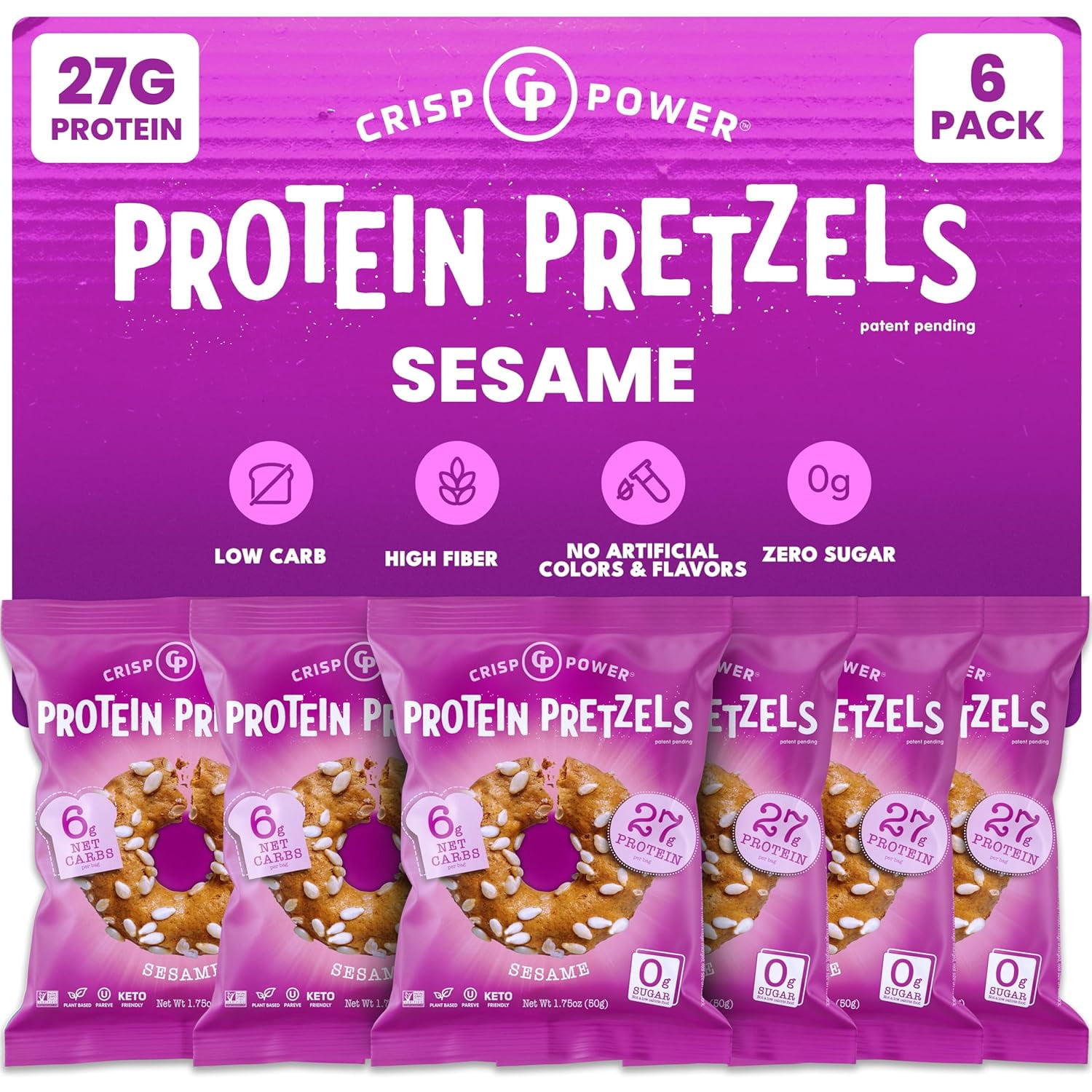 Crisp Power Protein Pretzels, High Protein Snack, Keto & Vegan Friendly ...