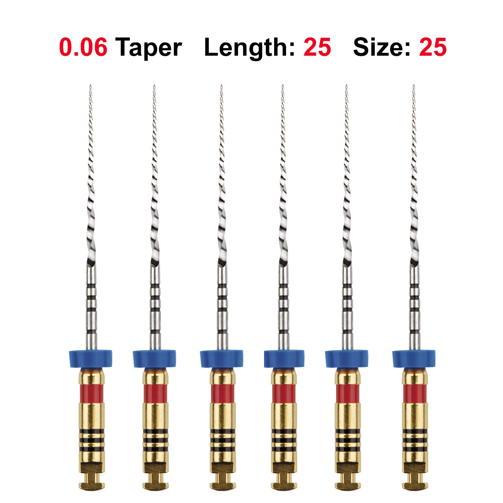 Crisp - Rotary Files Root Canal File .06 25Mm #25 "Red" 6/Pk Nickel ...