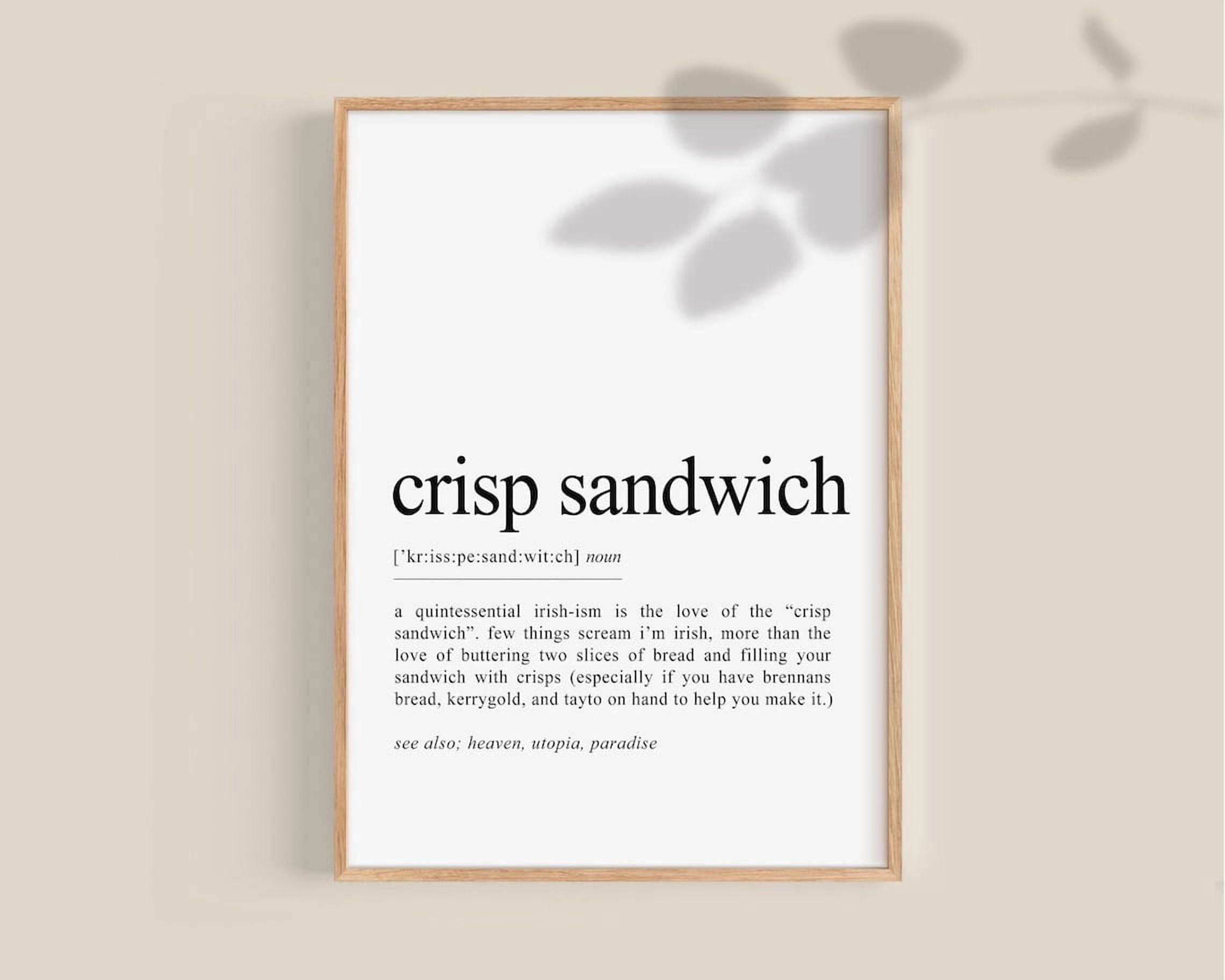 Crisp Sandwich Irish Poster Trendy from Ireland wall art Fun Bar Decor ...
