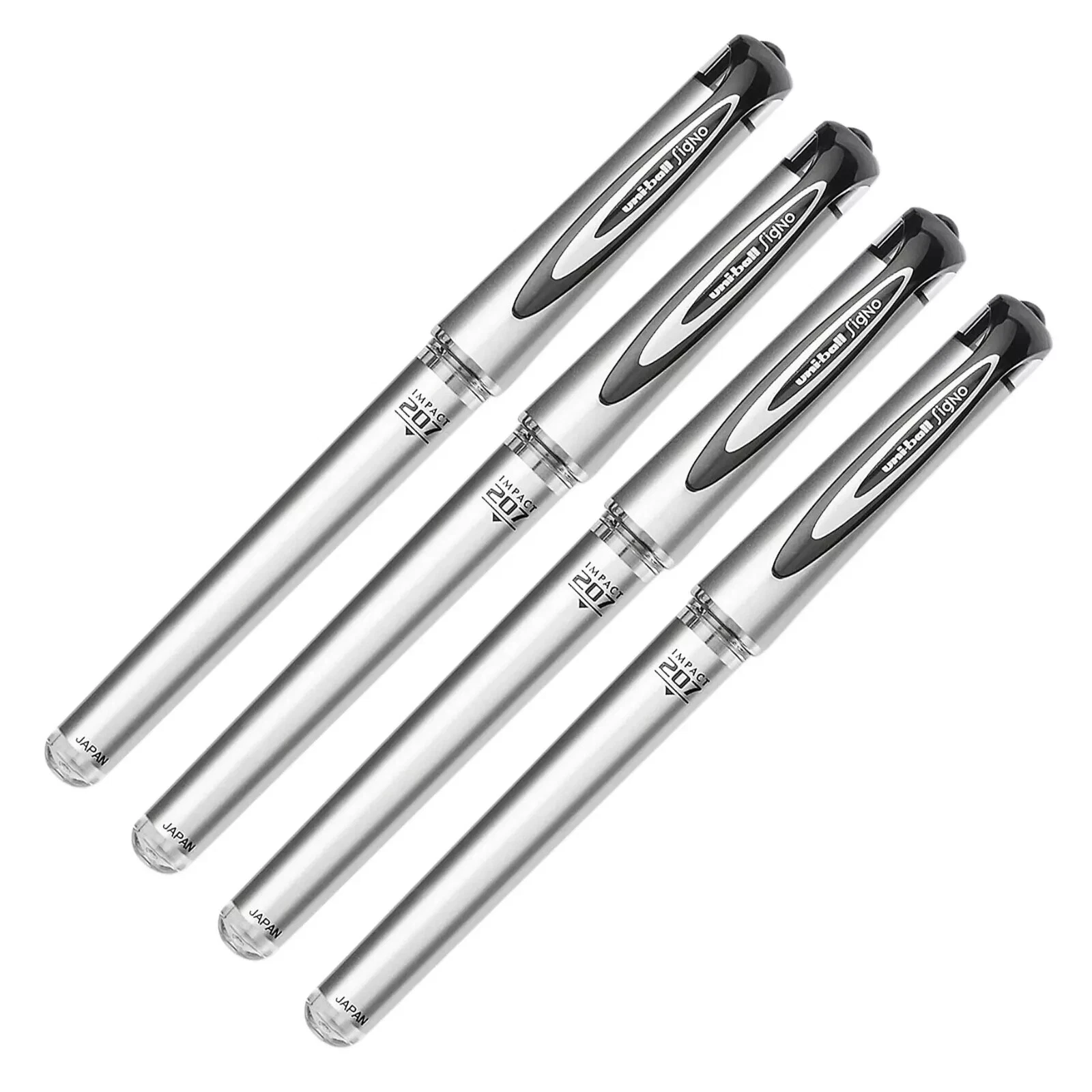 Crisp - Uniball 207 Impact 4 Pens Black Gel Ink Bold Point 1.0Mm Signo ...