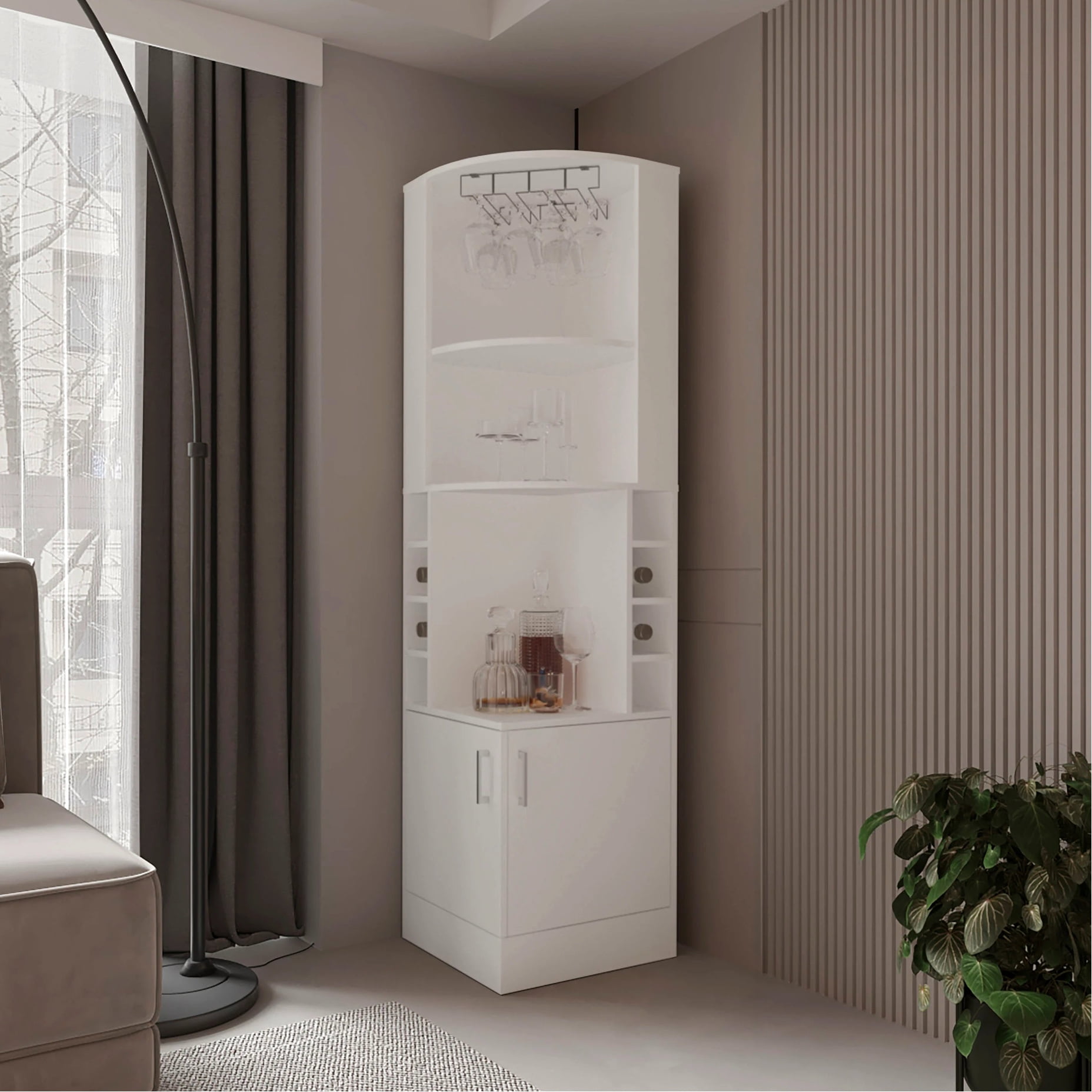 Crisp White Cabinet For Wine And Stemware - 18.5 Inches Deep Storage ...