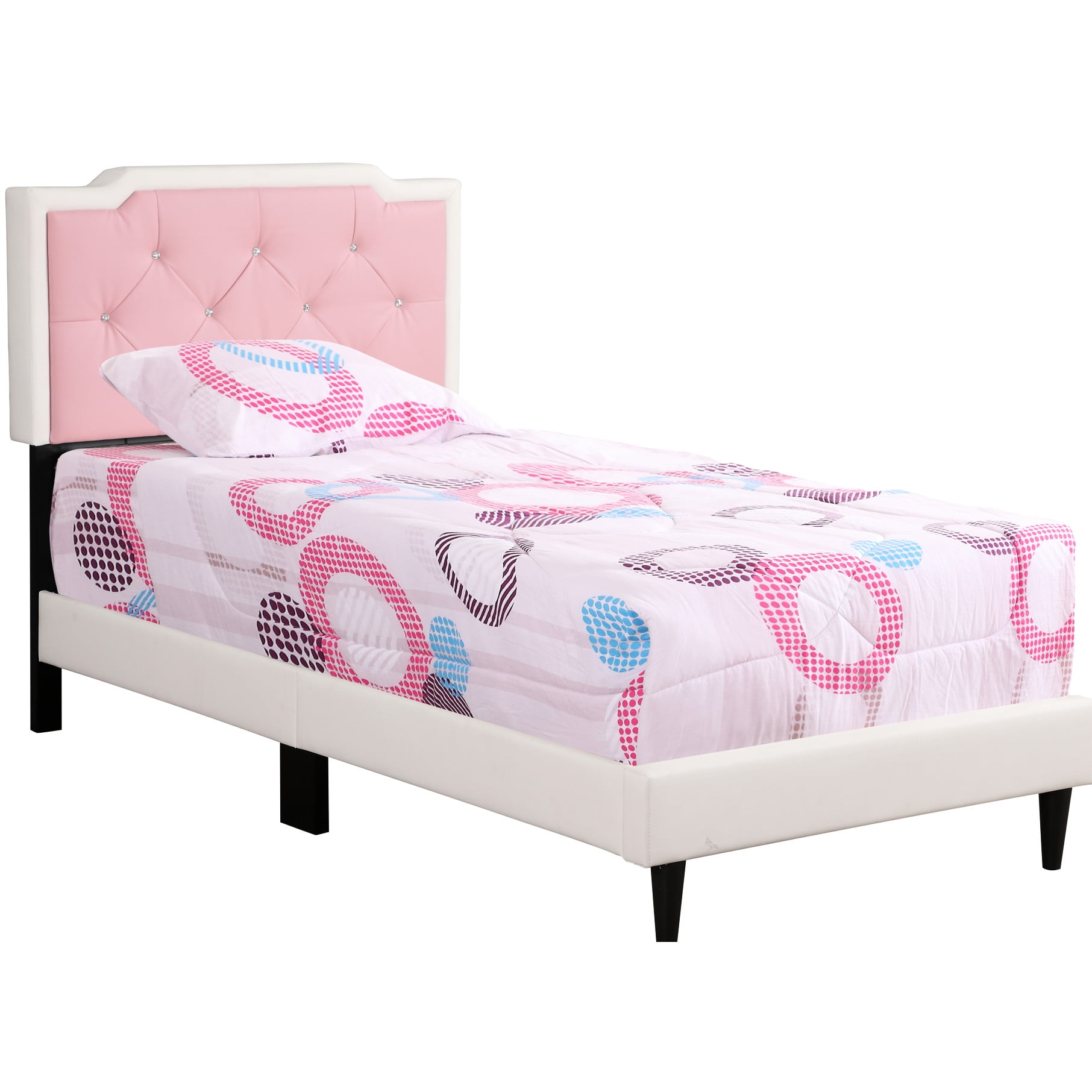 Crisp White Twin Bed For Small Spaces - Pu, Foam Filler, Easy To ...