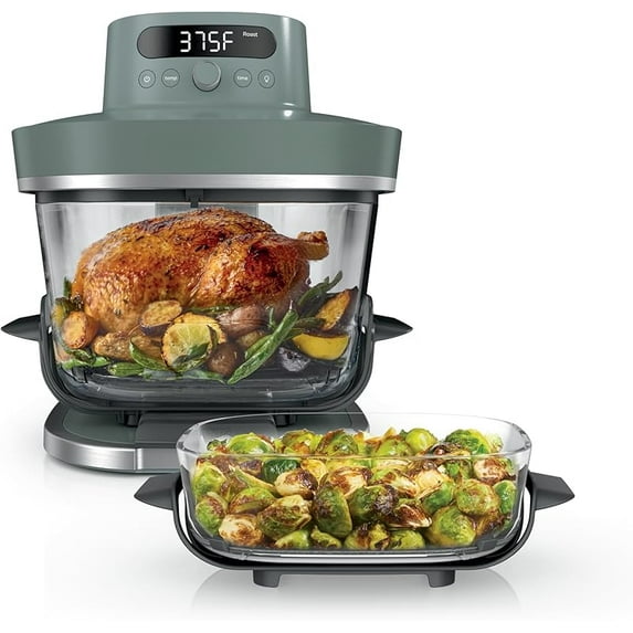 Crispi Pro 6-in-1 Glass Air Fryer | 6qt & 2.5qt Glass Containers with ...