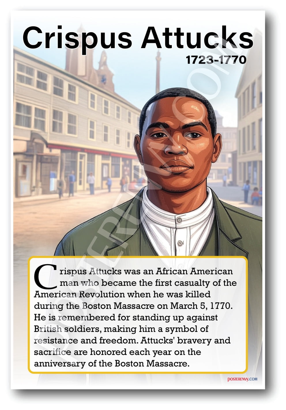 Crispus Attucks - Revolutionary War Hero - Biography Poster 18 x 12 ...