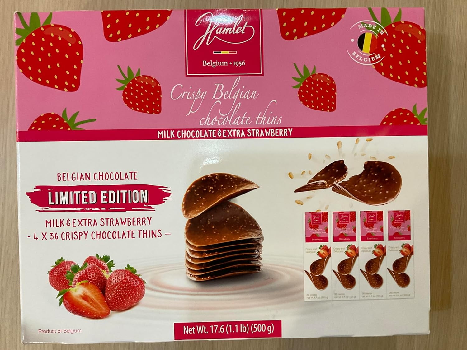 Belgian Chocolate Thins Milk Chocolate And Extra Strawberry 176 Oz