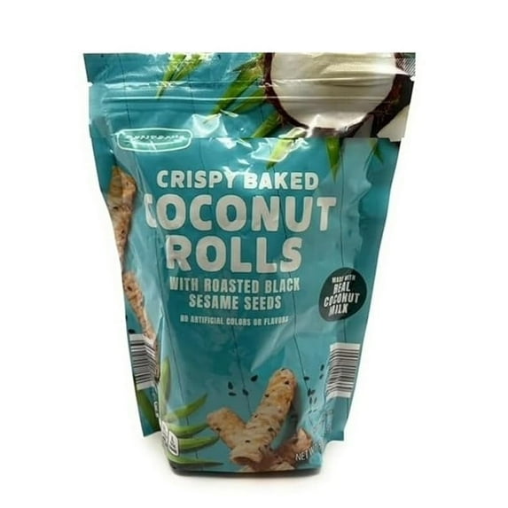 Crispy Coconut Rolls with Roasted Black Sesame Seeds Crunchy Snack, No ...