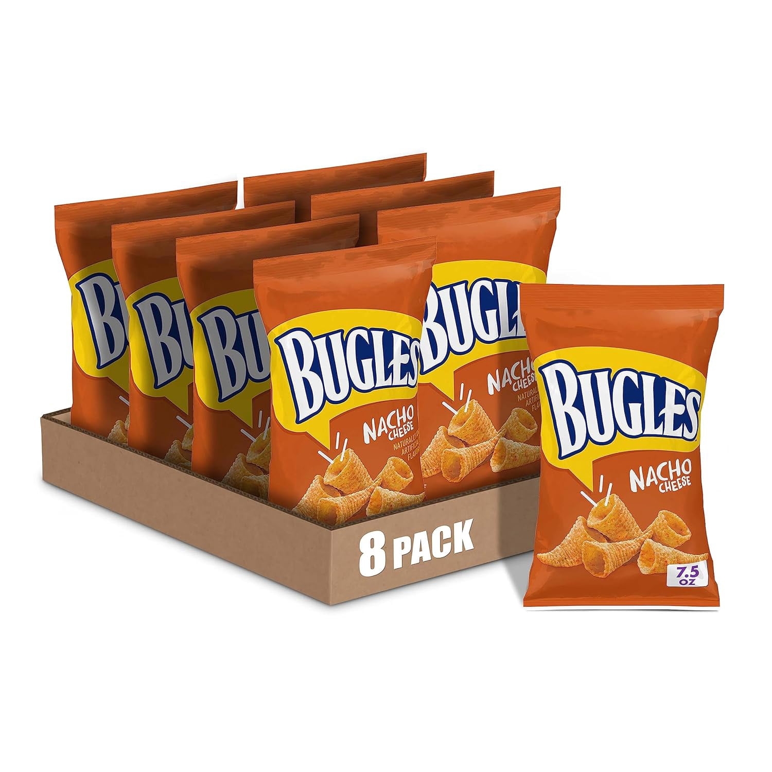 Crispy Corn Snacks, Nacho Cheese, Snack Bag, 7.5 oz (Pack of 8 ...