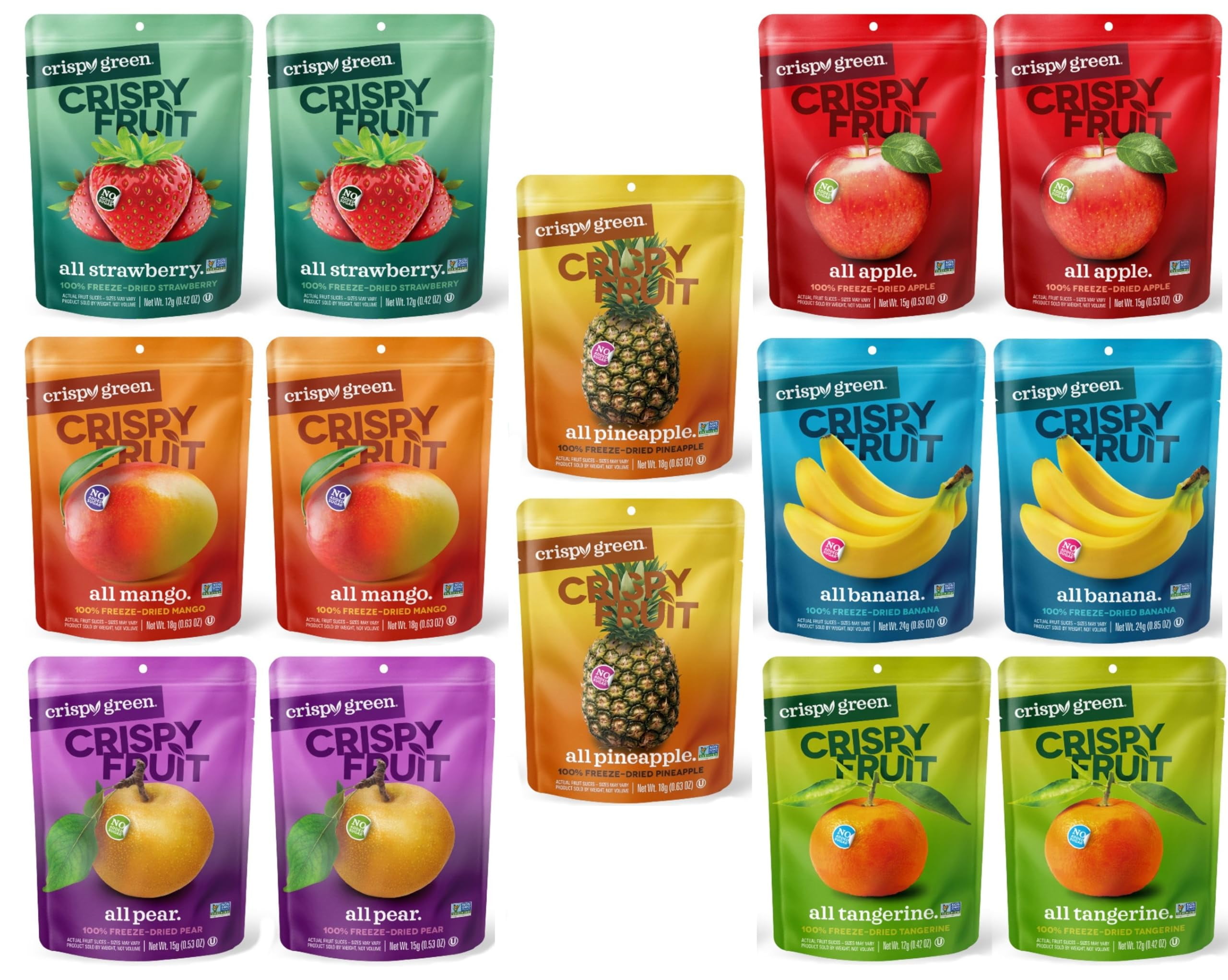 Crispy Green Freeze Dried BCF26 Fruit Crisps Variety Pack (14 count ...