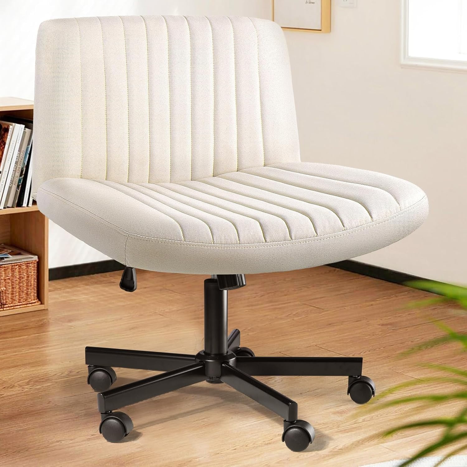 Criss Corss Chair with Wheels, Armless Wide Legged Office Desk Chairs ...
