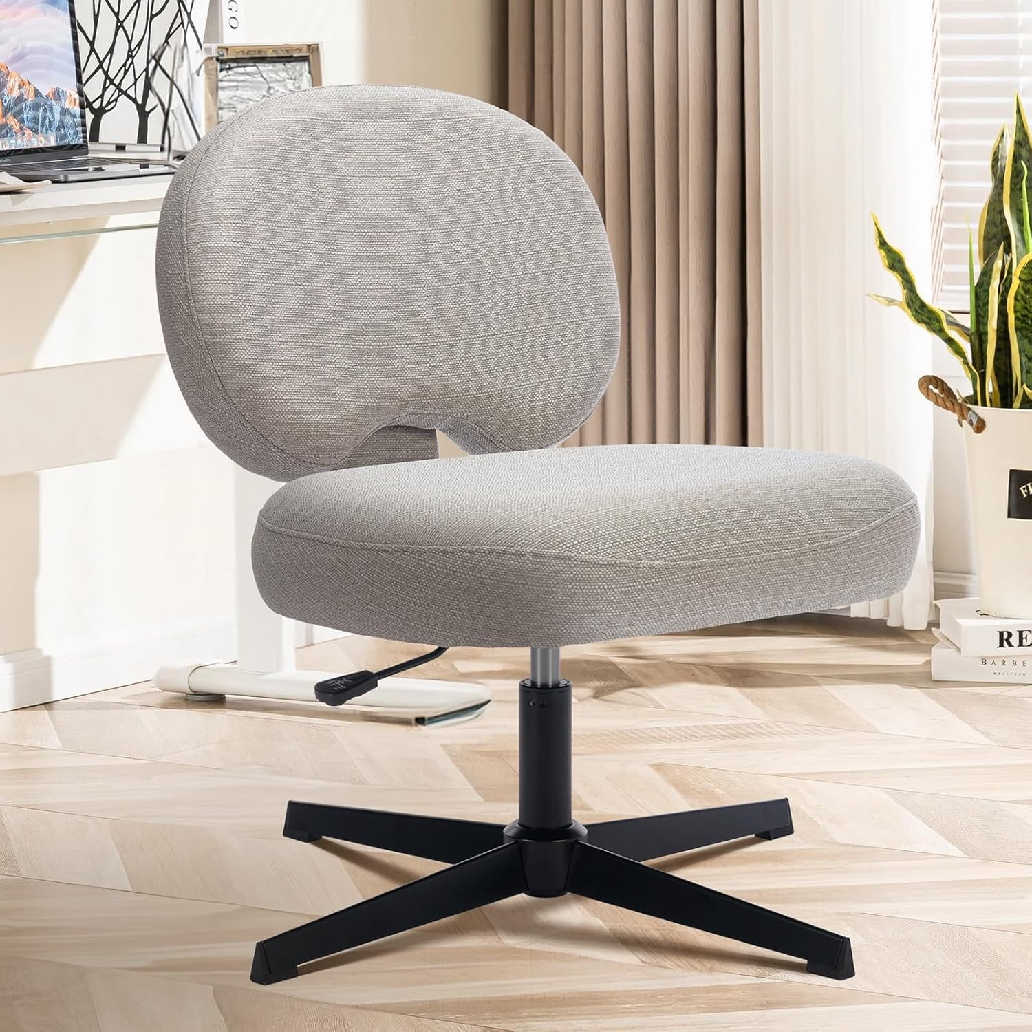 Criss Cross Armless Desk Chair, Cross Legged Chair No Wheels with ...
