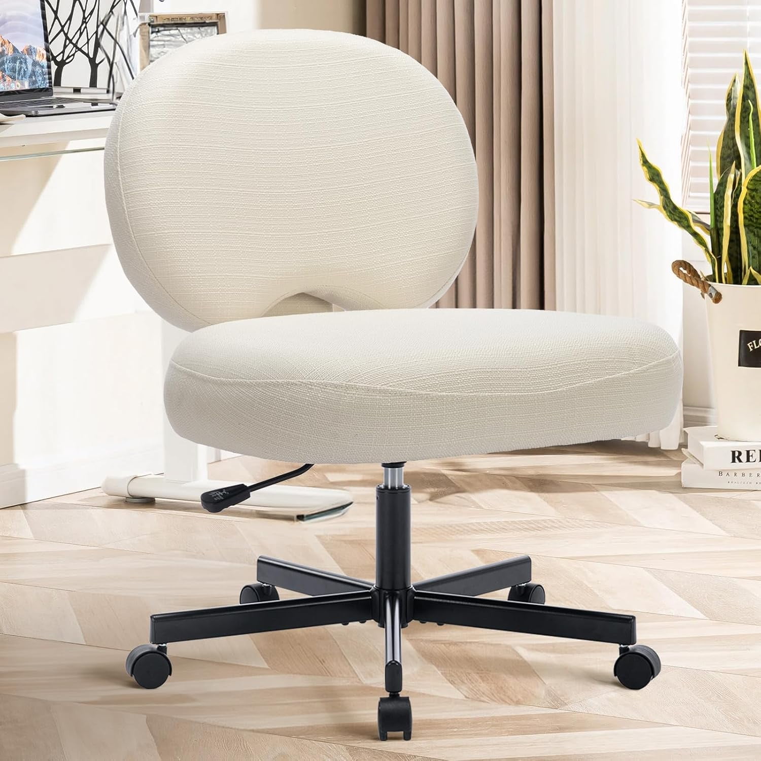 Criss Cross Armless Desk Chair, Cross Legged, with Wheels, Adjustable ...
