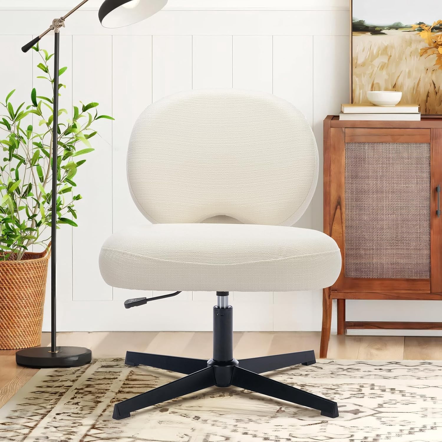 Criss Cross Armless Desk Chair, Cross Legged Chair No Wheels with ...
