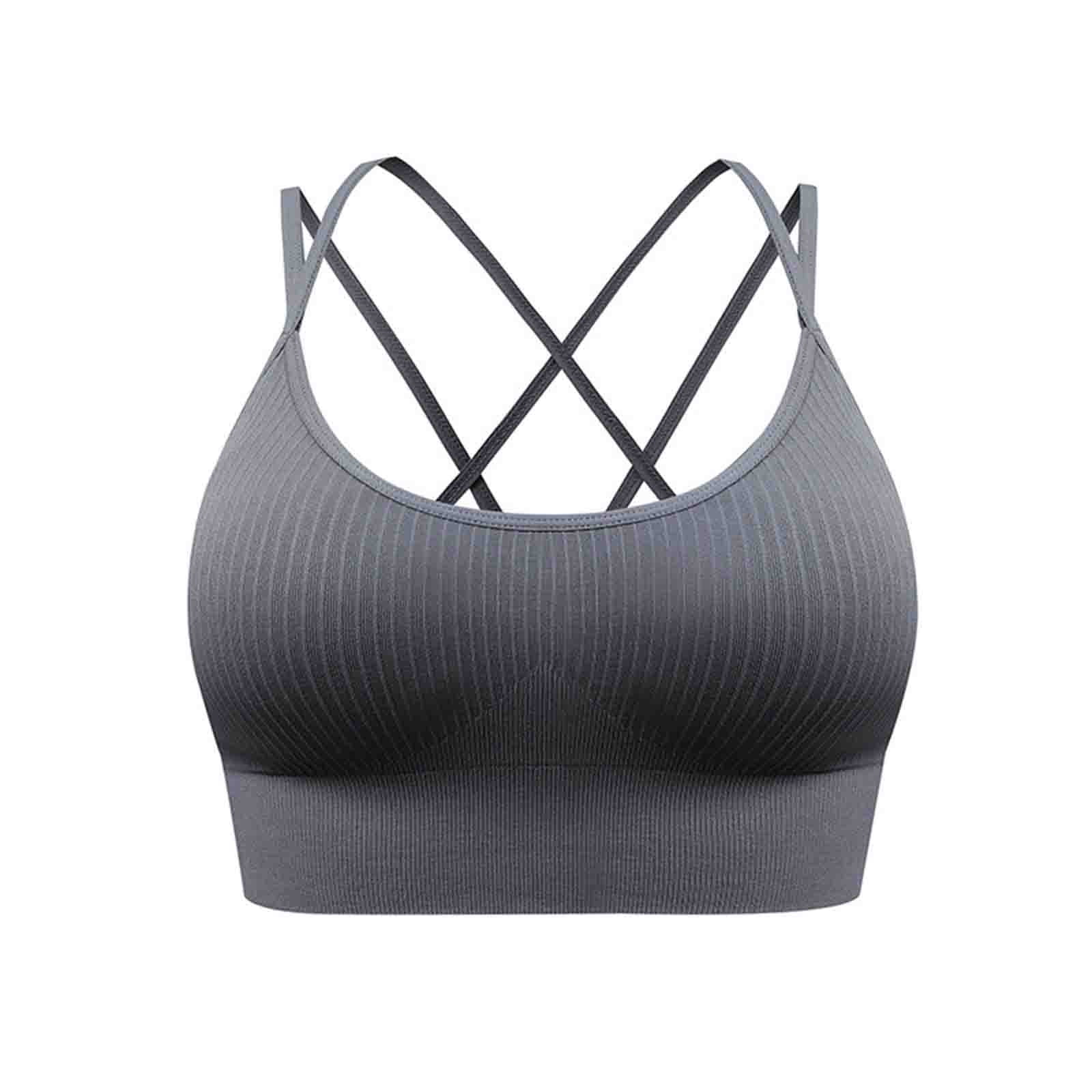 Criss Cross Back Sports Bra for Women Padded Seamless Workout Bra ...