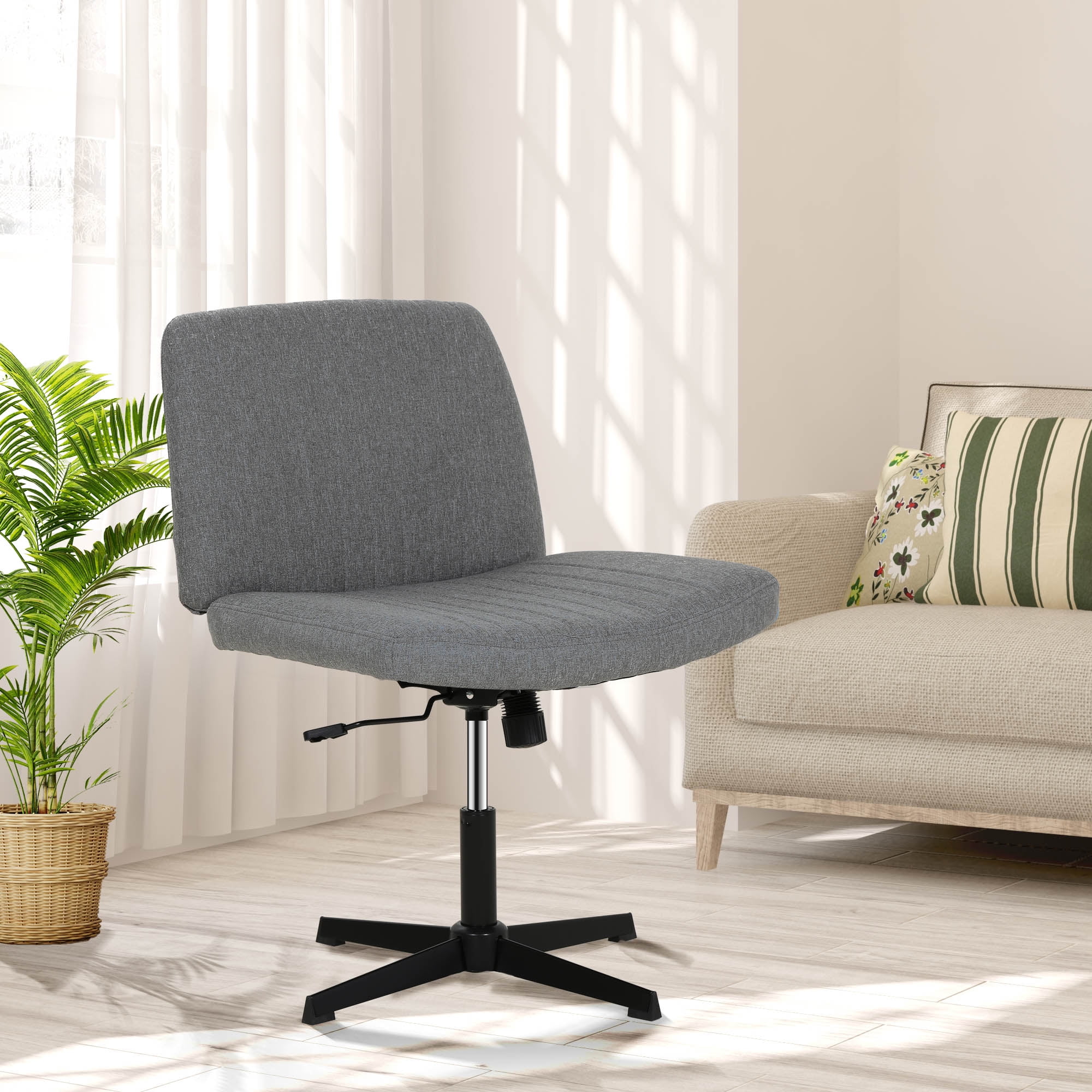 Armless Office Chair - Cross Leg Design, Wide Seat, Adjustable Swivel ...
