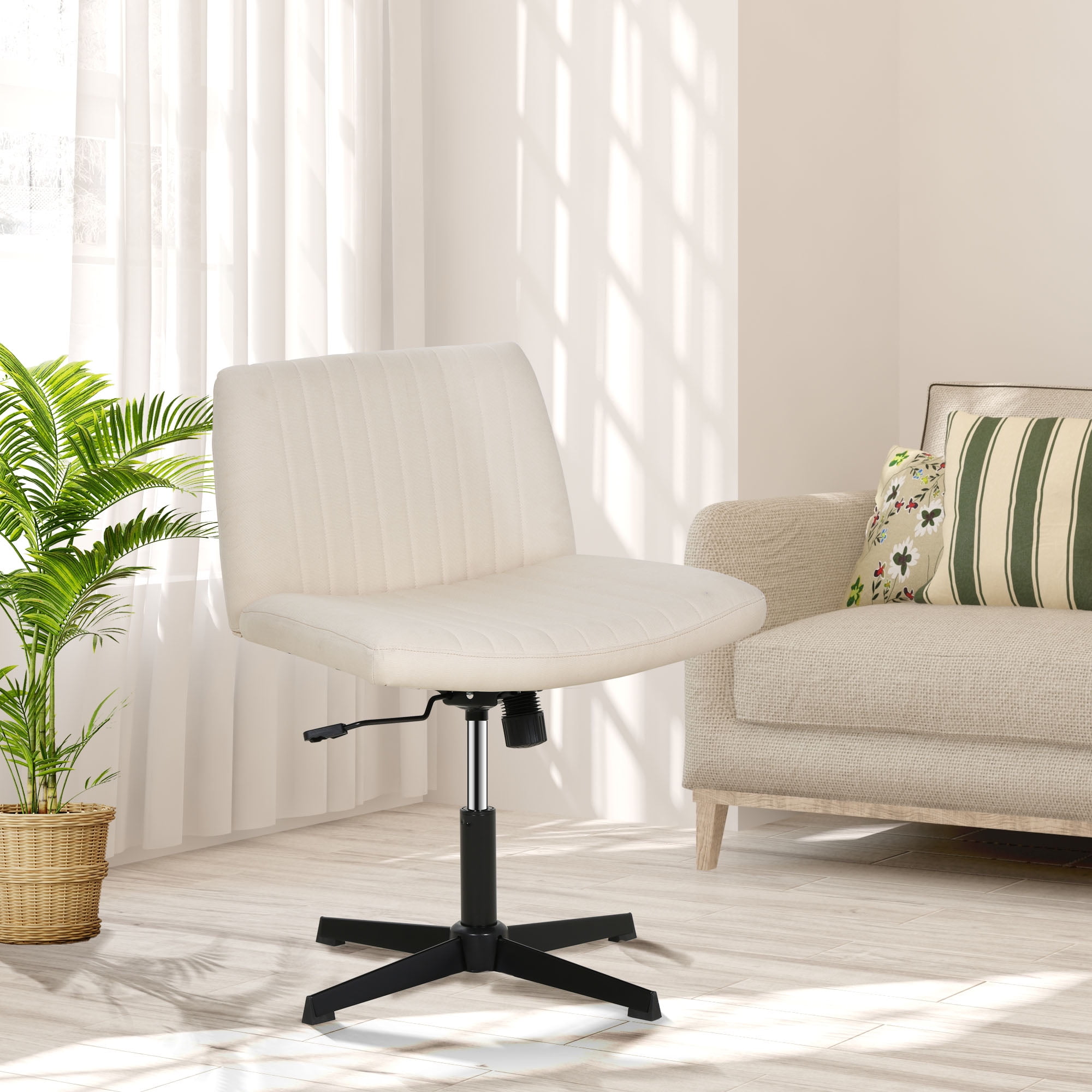 Armless Office Chair - Cross Leg Design, Wide Seat, Adjustable Swivel ...