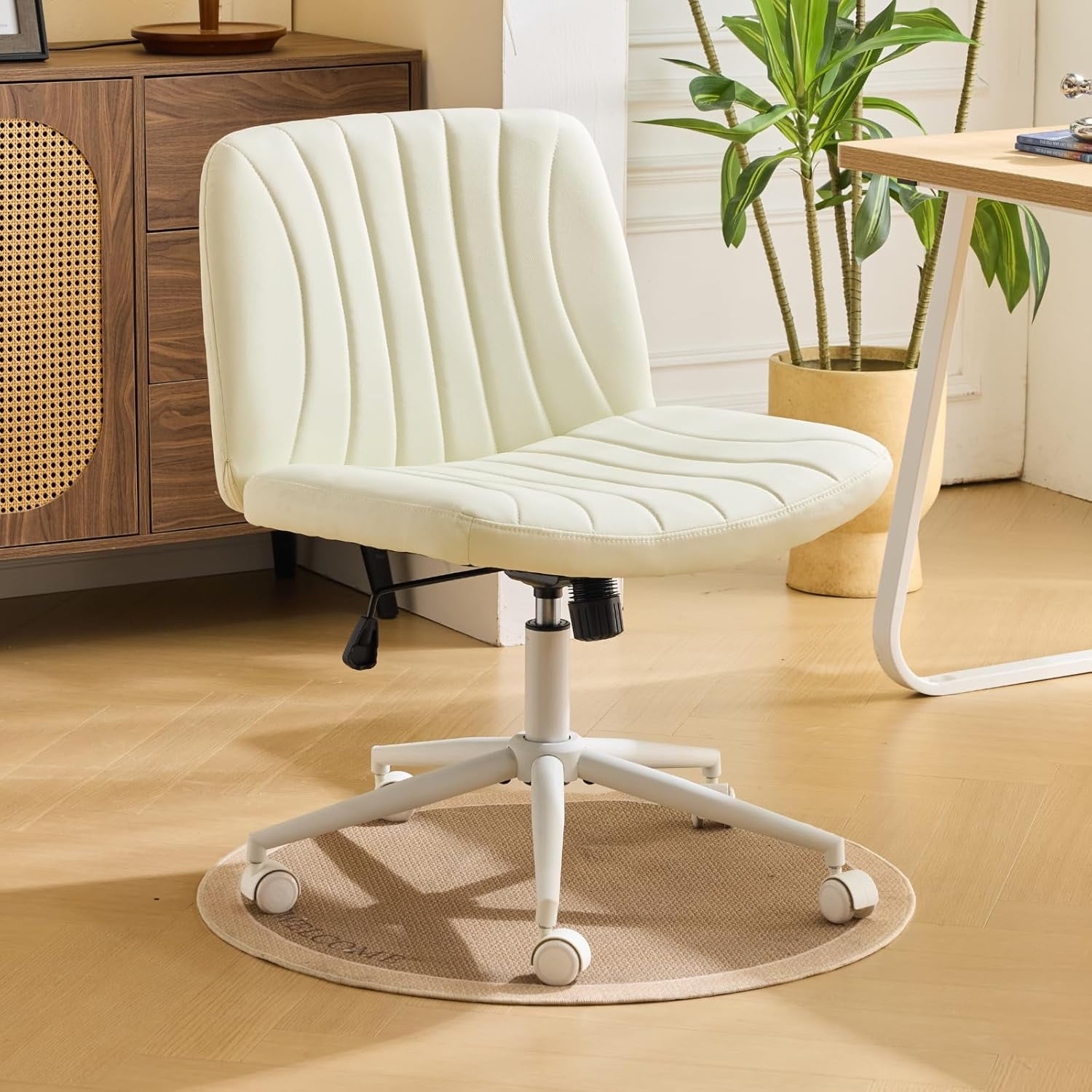 Criss Cross Chair Armless Desk Chair with Wheels Cross Legged Office ...