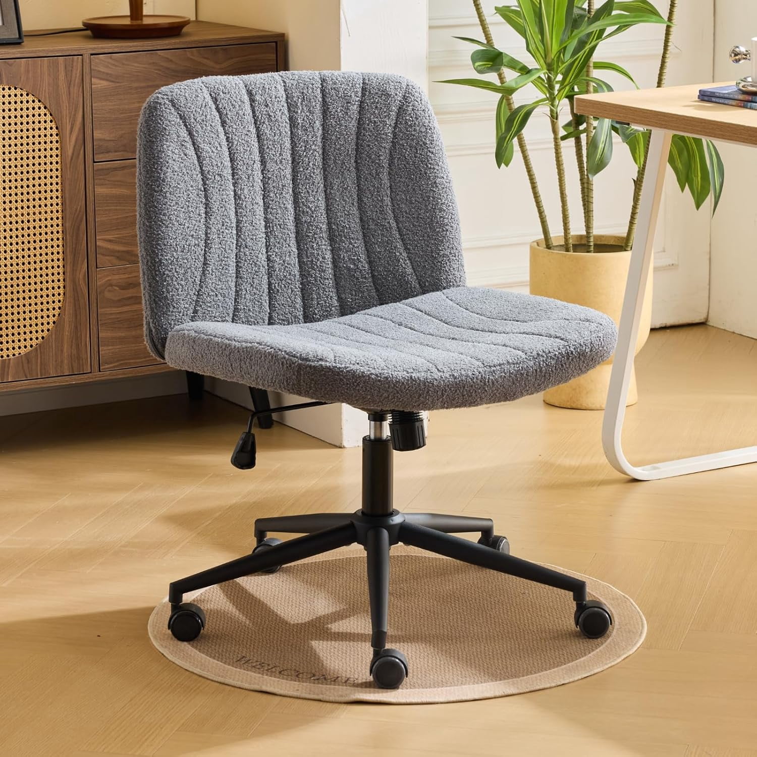Criss Cross Chair Armless Desk Chair with Wheels Cross Legged Office ...