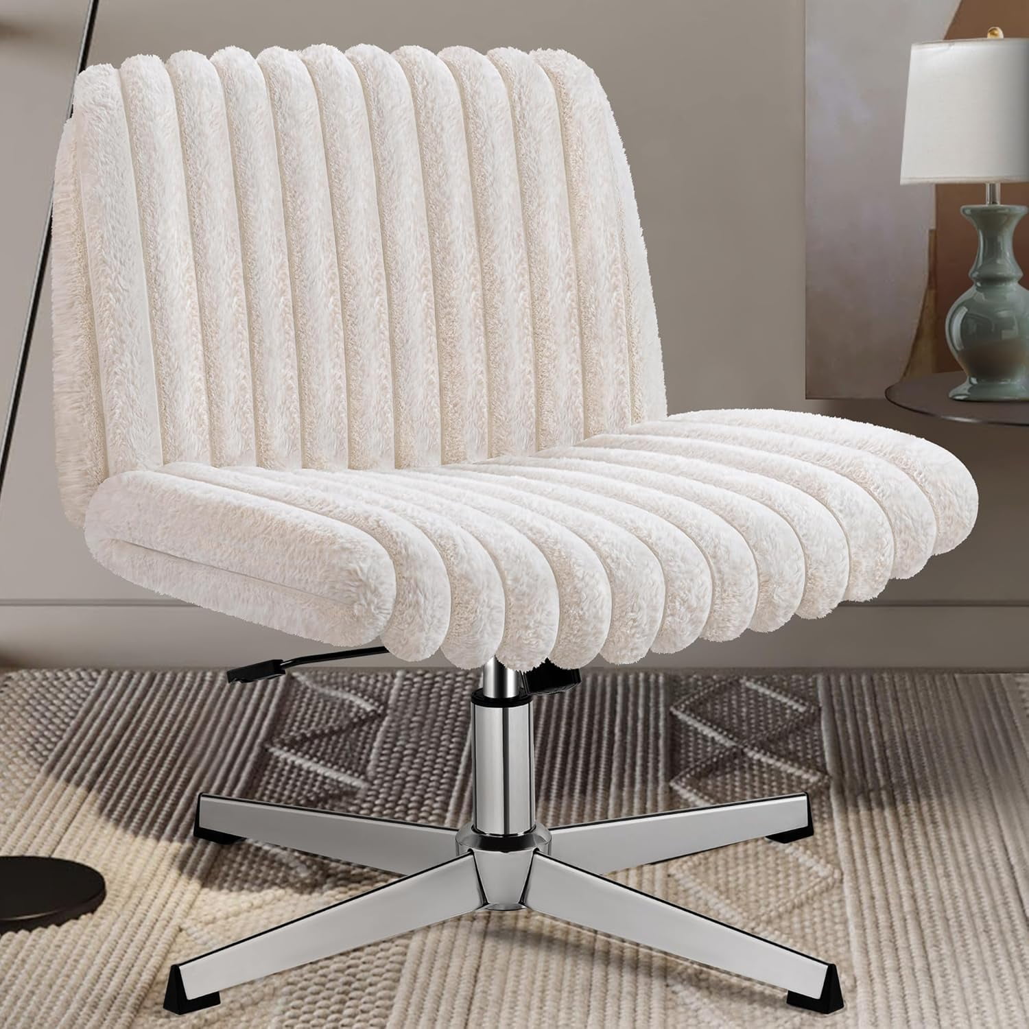 Criss Cross Chair, Armless Office Chair for Home & Bedroom, Plush ...