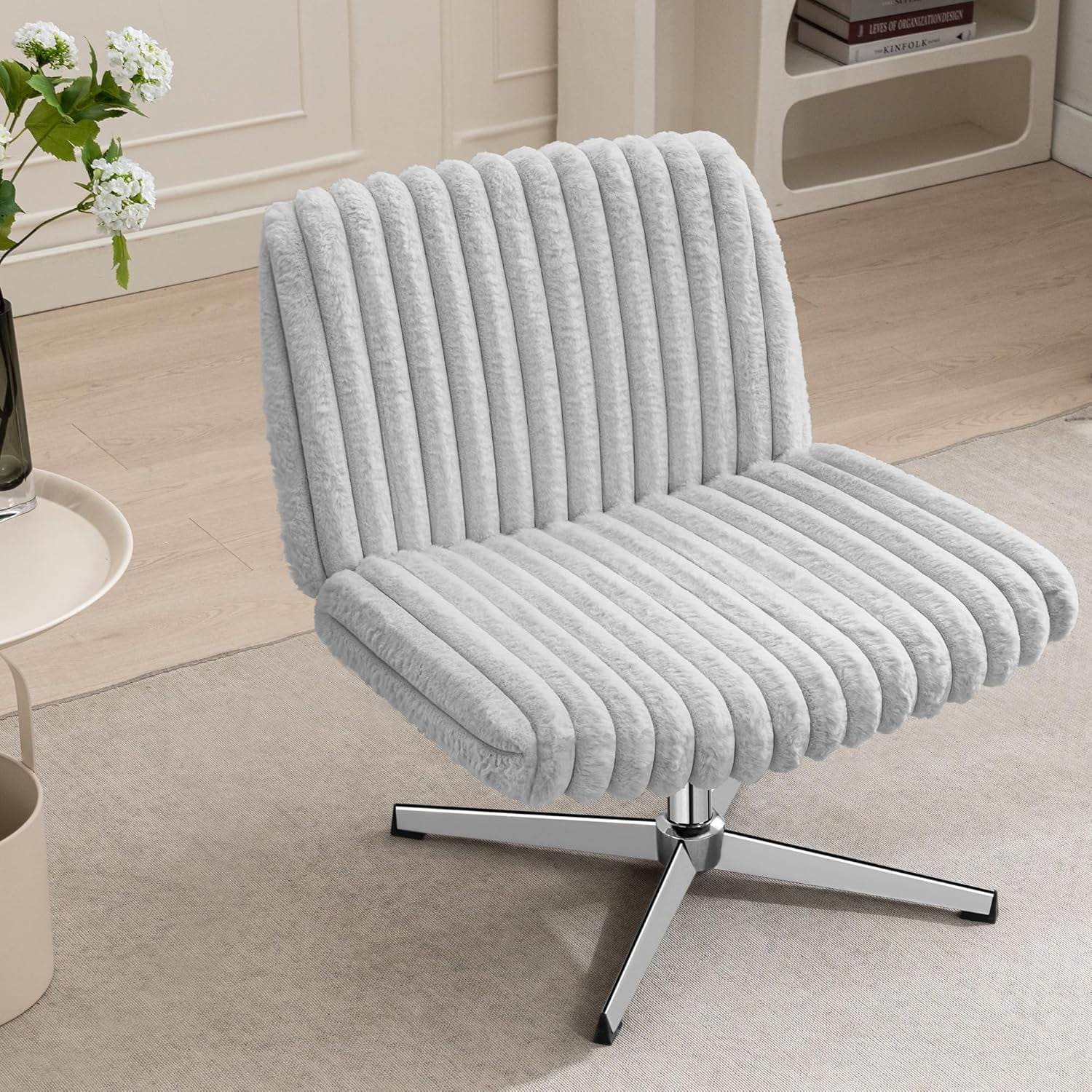 Criss Cross Chair, Armless Office Chair for Home & Bedroom, Plush ...