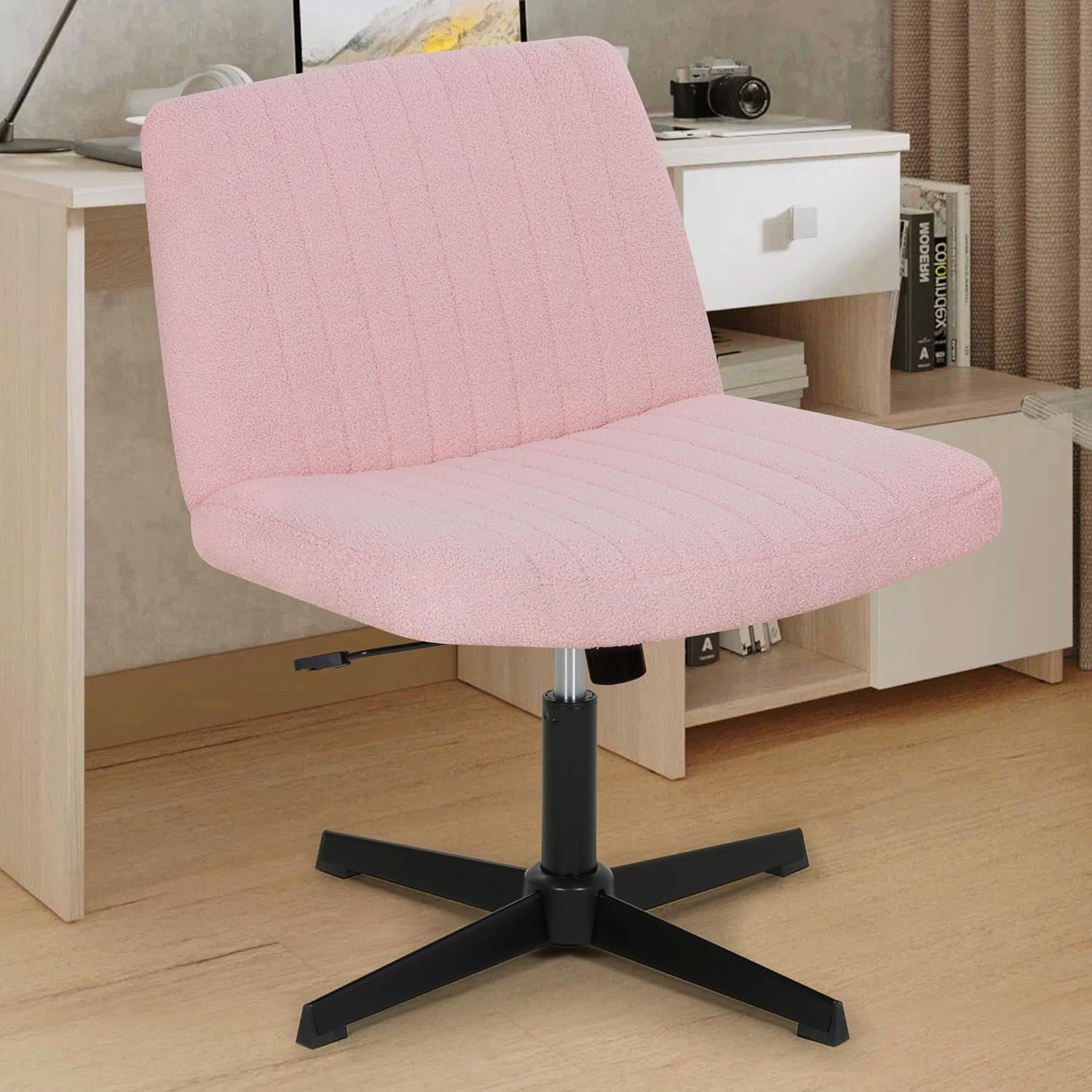 Criss Cross Chair Armless Office Desk Chair, Ergonomic Swivel Vanity ...