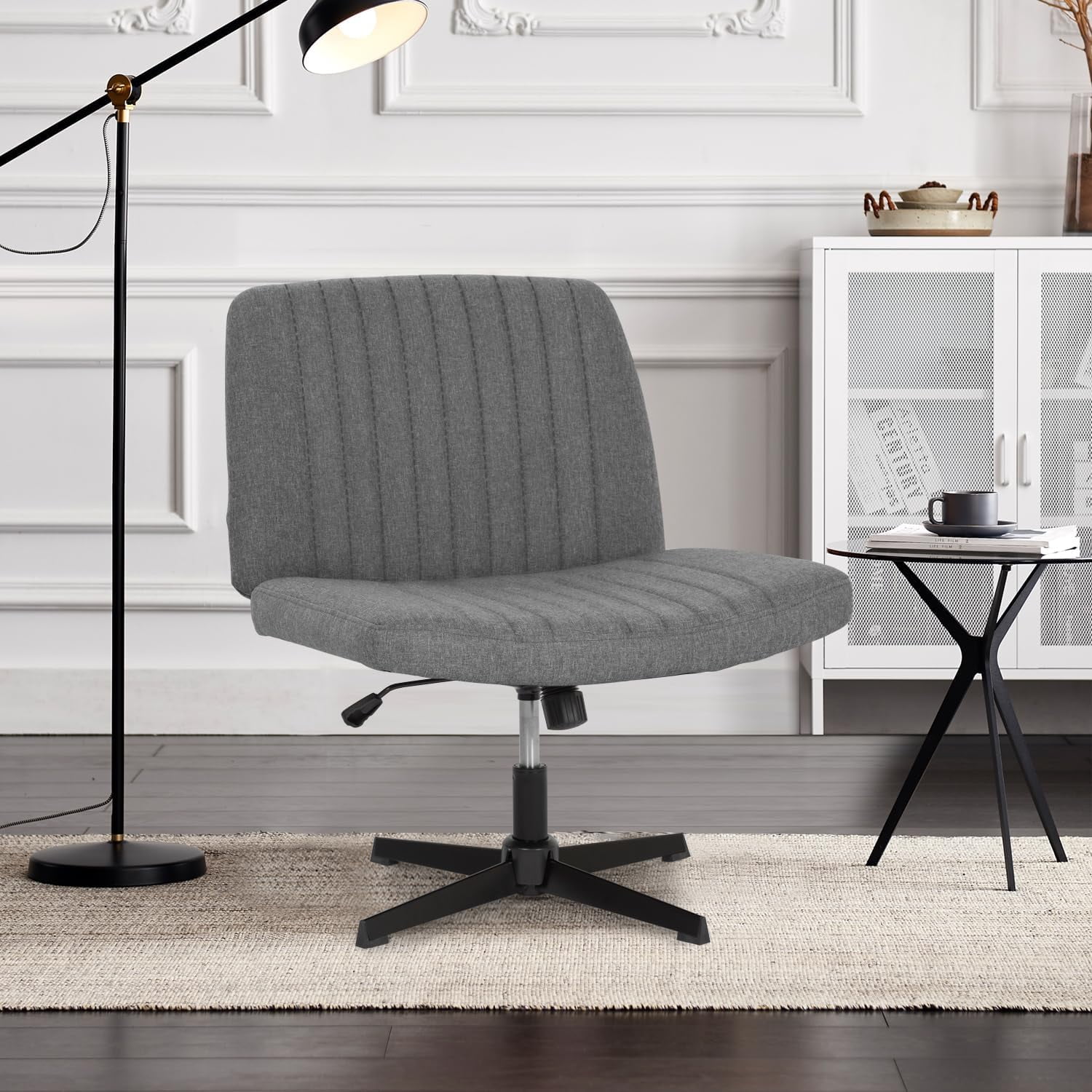 Criss Cross Chair，Armless Vanity Chair with Back, Cross Legged Office ...