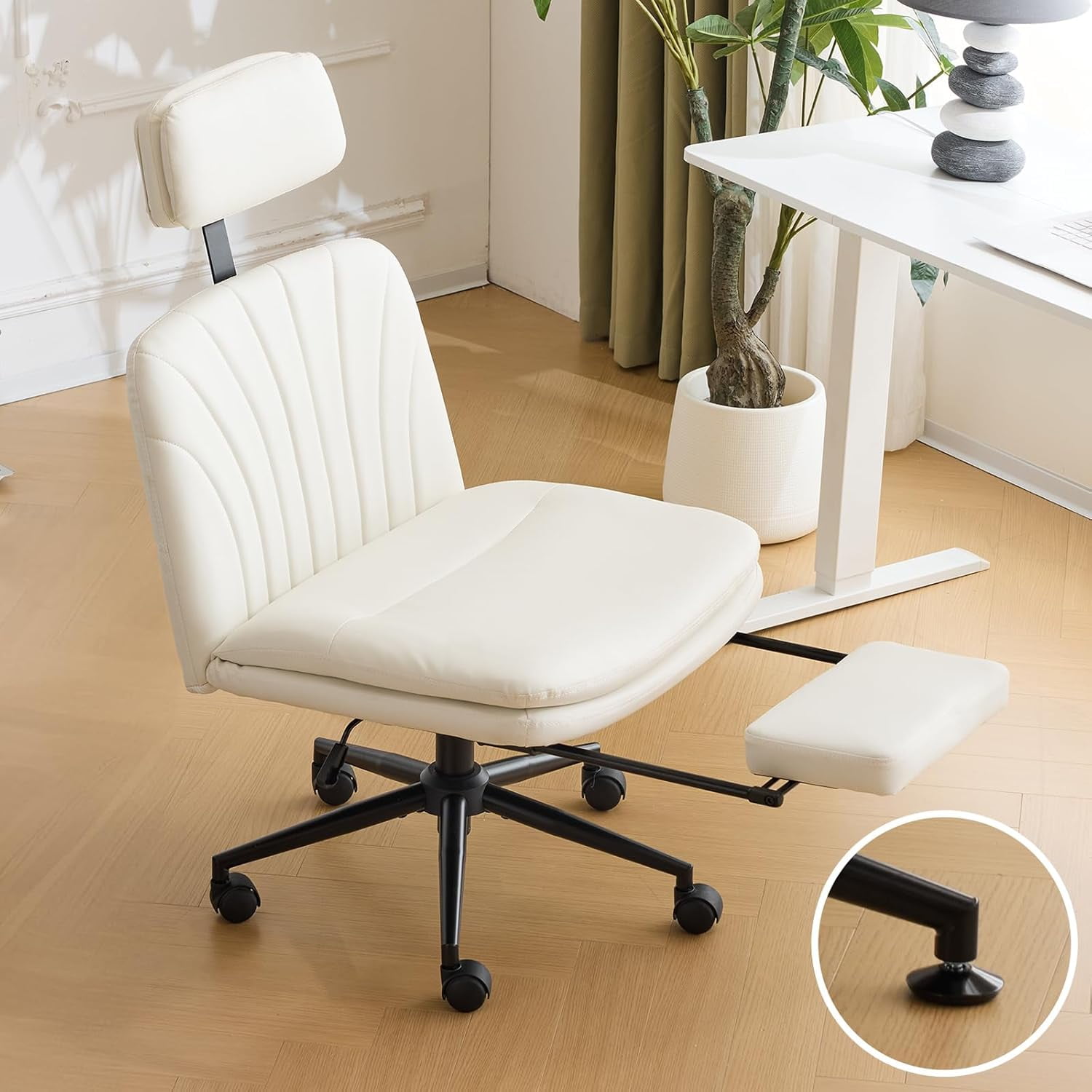 Criss Cross Chair with Dual-Purpose Base Thick Padded Armless Comfy Chair Cross Legged ...