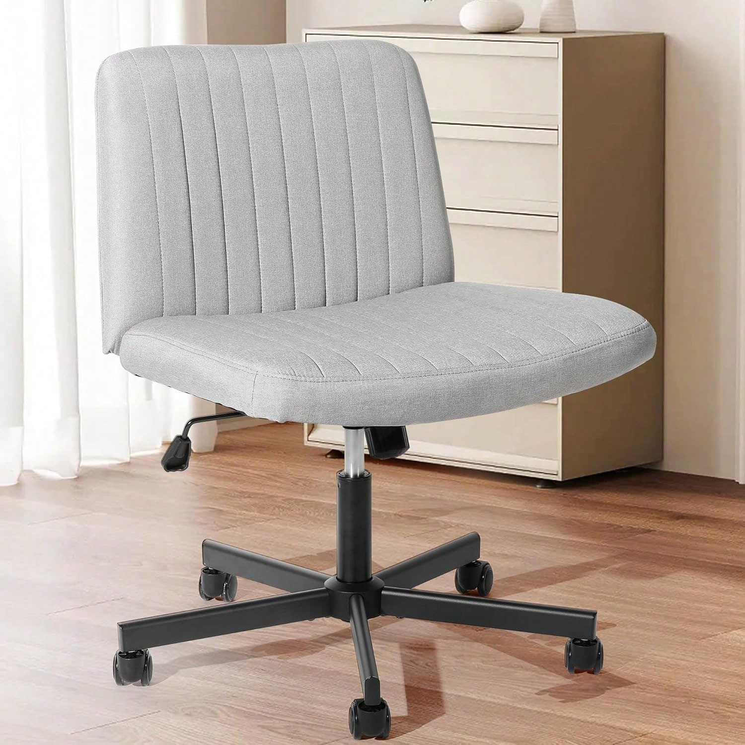 Criss Cross Chair, Extra Wide Armless Rolling Office Desk Chair With ...