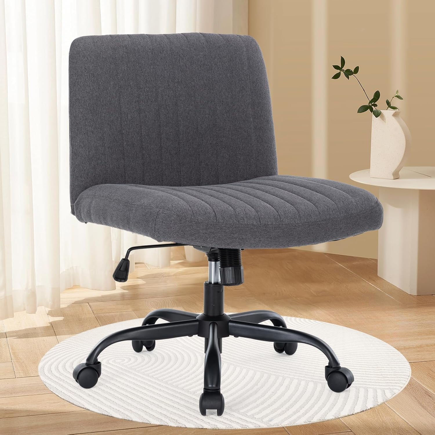 Criss Cross Chair Legged Office Desk Seat No Wheels Armless Computer ...