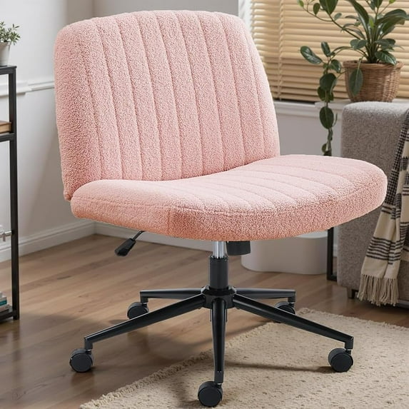 Criss Cross Chair Legged Office Wide Comfy Desk Seat, No Wheels Armless ...