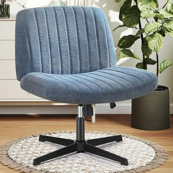 Criss Cross Chair Legged Office Wide Comfy Desk Seat, No Wheels Armless ...