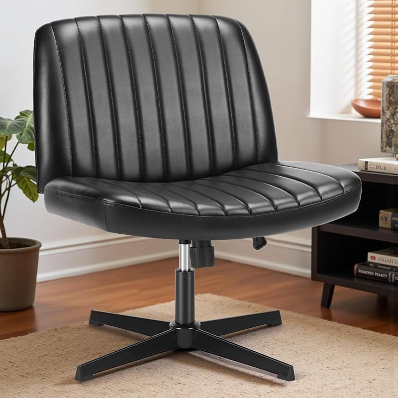 Criss Cross Chair Legged Office Wide Comfy Desk Seat, No Wheels Armless ...