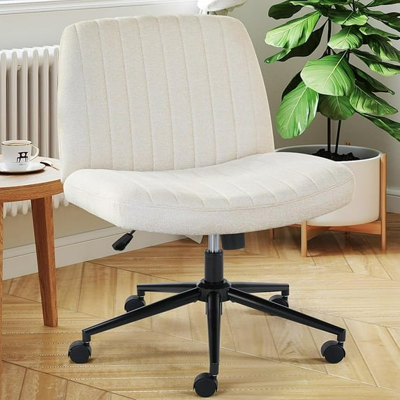 Criss Cross Chair Legged Office Wide Comfy Desk Seat, No Wheels Armless ...