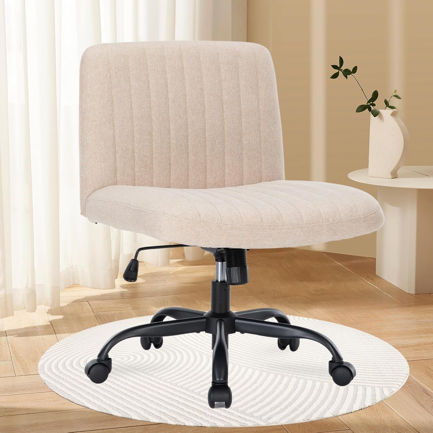Criss Cross Chair Legged Office Wide Comfy Desk Seat with Wheels ...