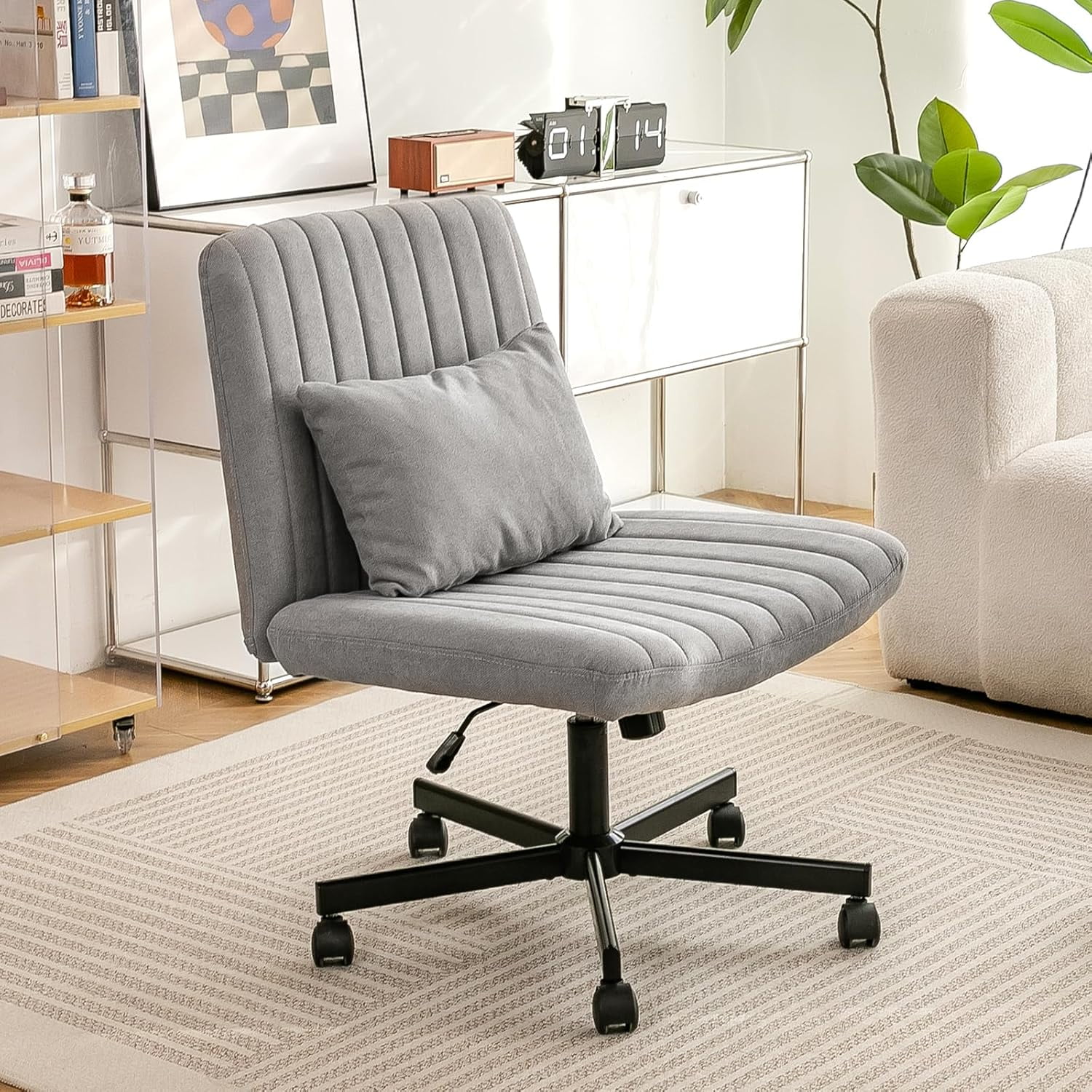 Criss Cross Chair, Office Chair Cross Legged with Wheels, Armless ...