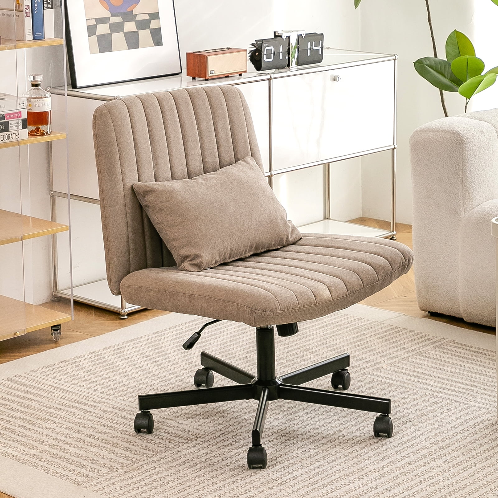 Criss Cross Chair, Office Chair Cross Legged with Wheels, Armless ...