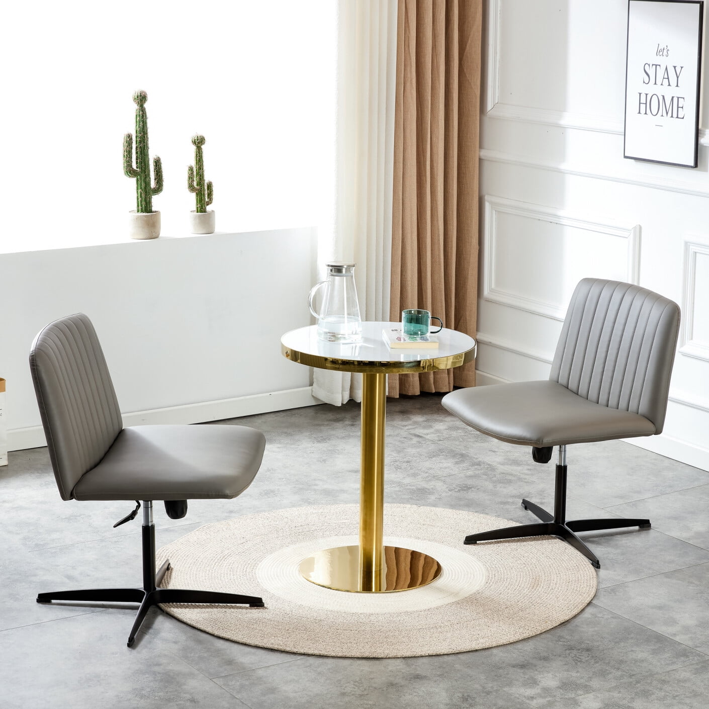 Criss Cross Chair Set of 2, Armless Office Desk Chair with Cross Leg ...