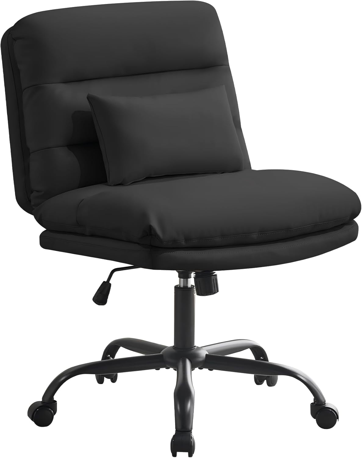 Criss Cross Chair with Wheels,Armless Cross Legged Office Chair with Lumbar Pillow,Swivel ...