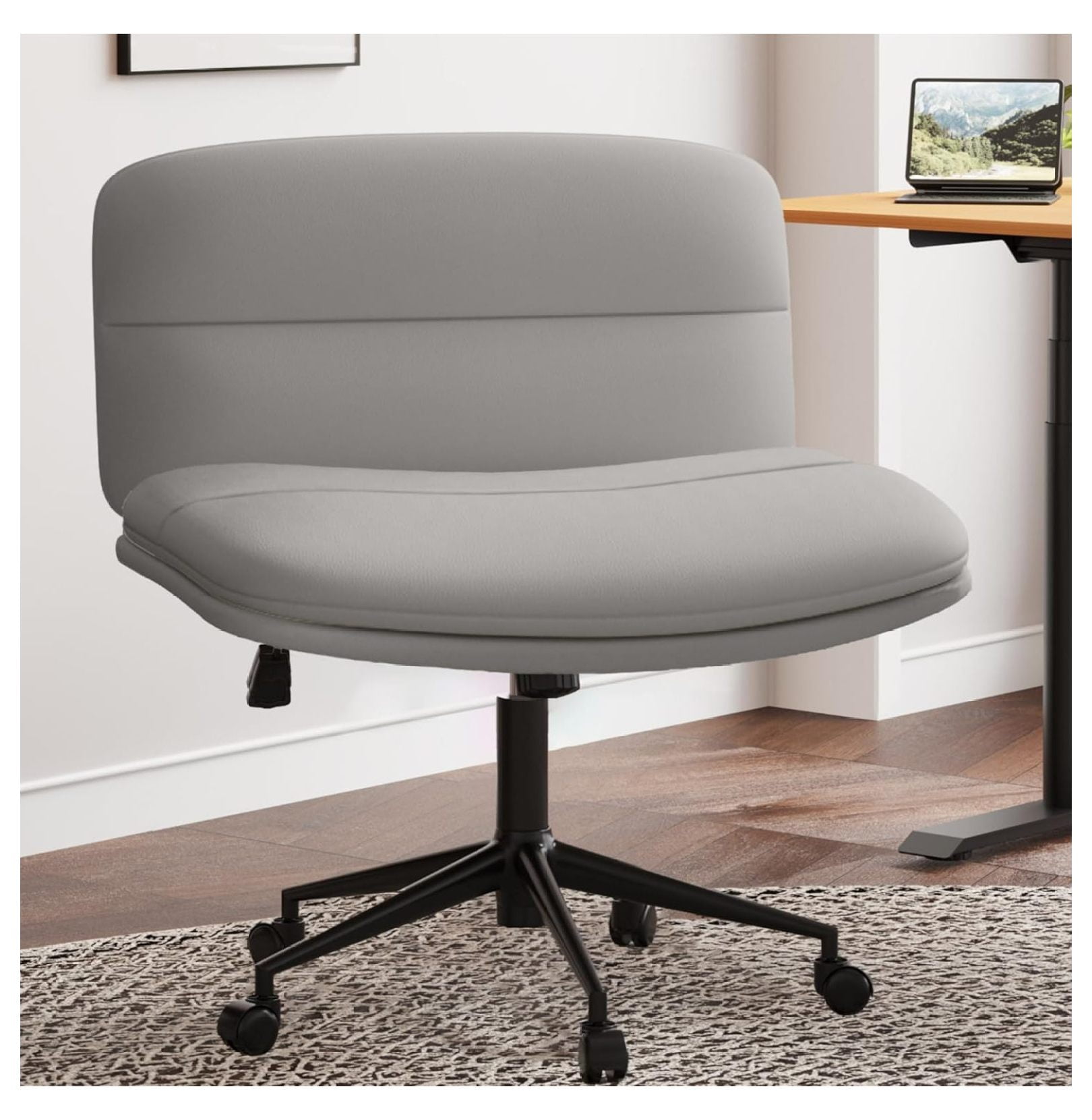 Criss Cross Chair with Wheels Armless Home Office Desk Chairs,PU ...