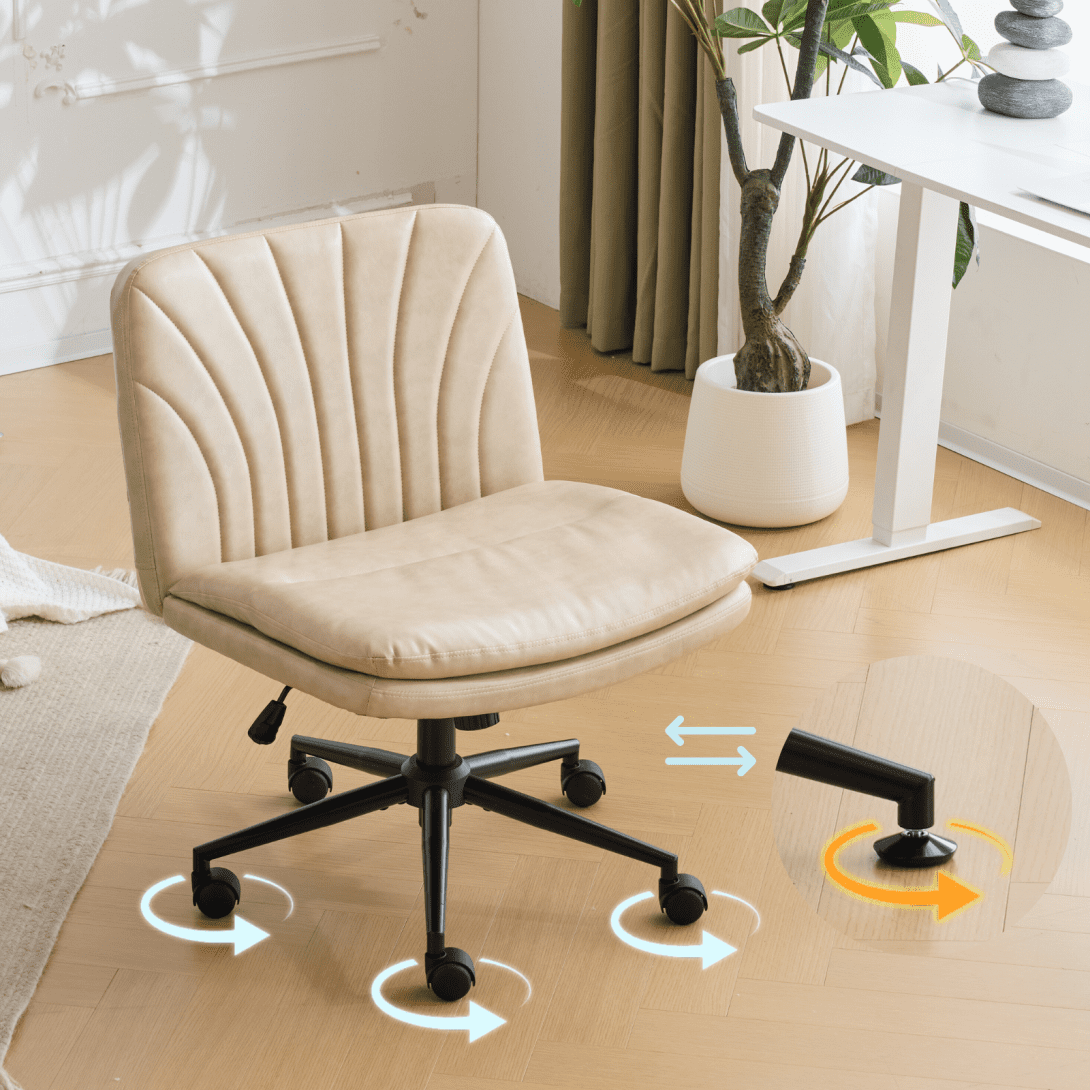 Criss Cross Chair with Wheels, Armless Cross Legged Office Desk Chair ...