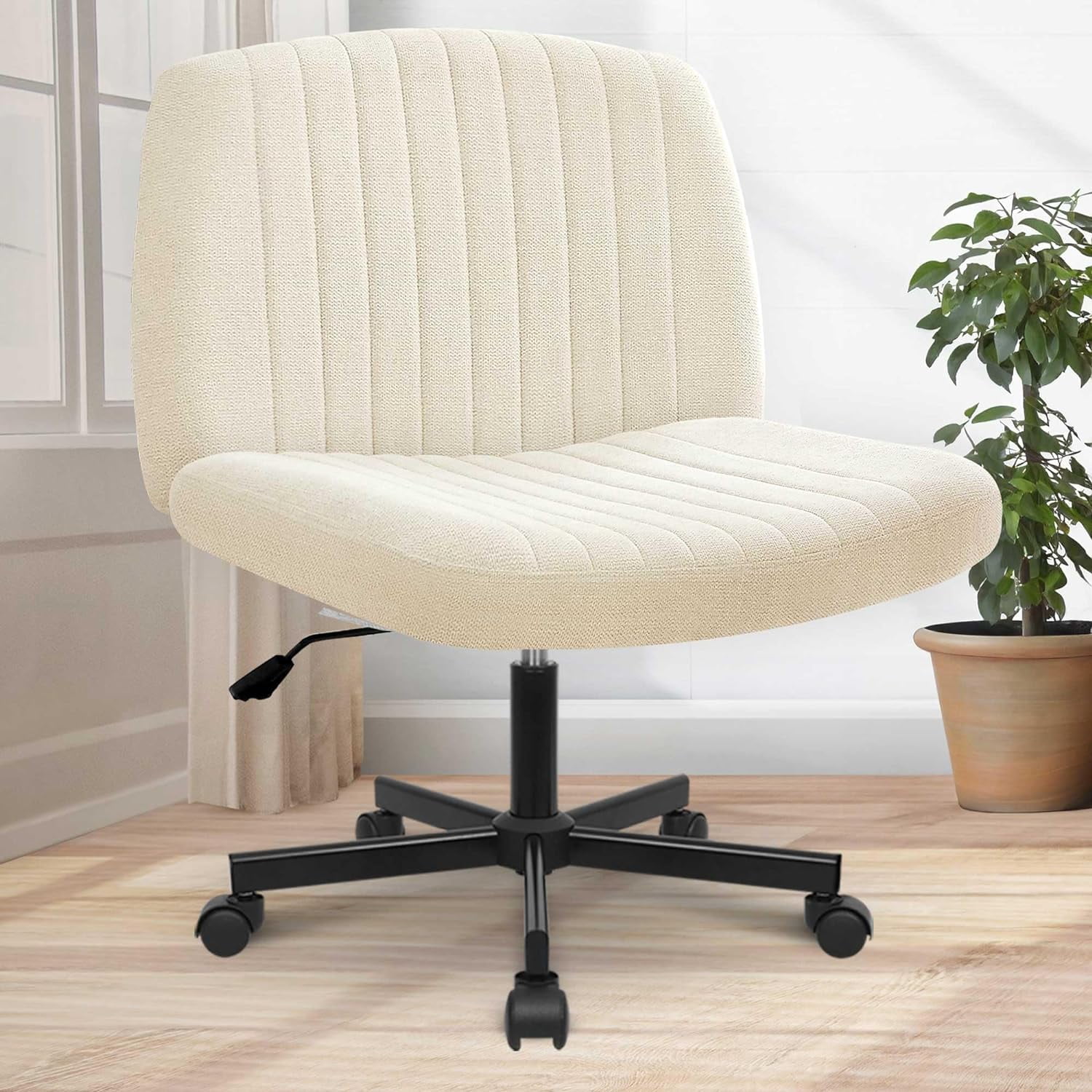 Criss Cross Chair with Wheels, Armless Cross Legged Office Desk Chair ...