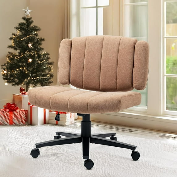 Criss Cross Chair with Wheels – Comfortable Vanity Chair, Wide Rolling ...