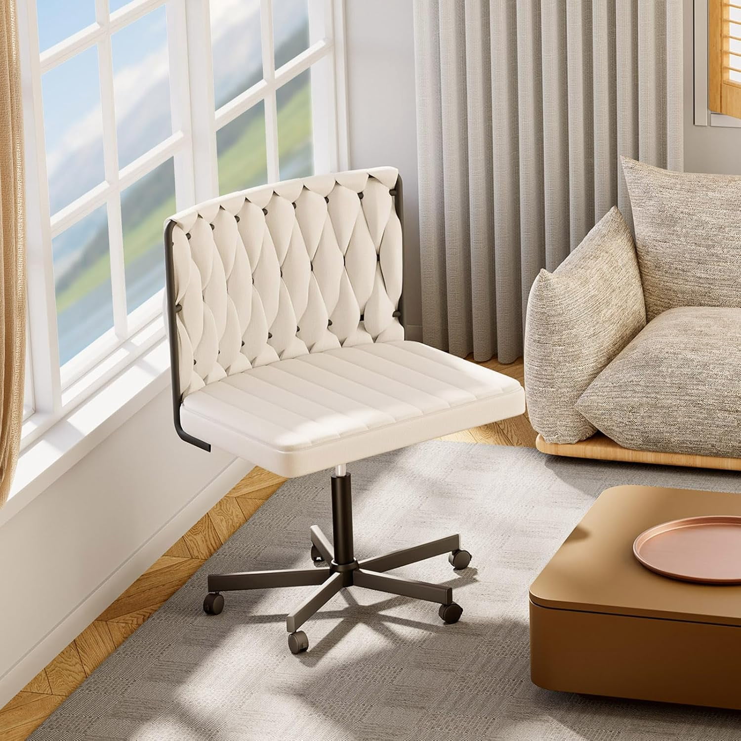 Criss Cross Chair with Wheels, Comfy Cross Legged Chair with Flannel ...