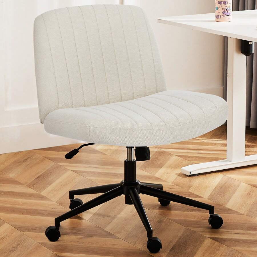 Criss Cross Chair With Wheels, Cross Legged Office Chair Armless Wide Desk Chair With Dual ...