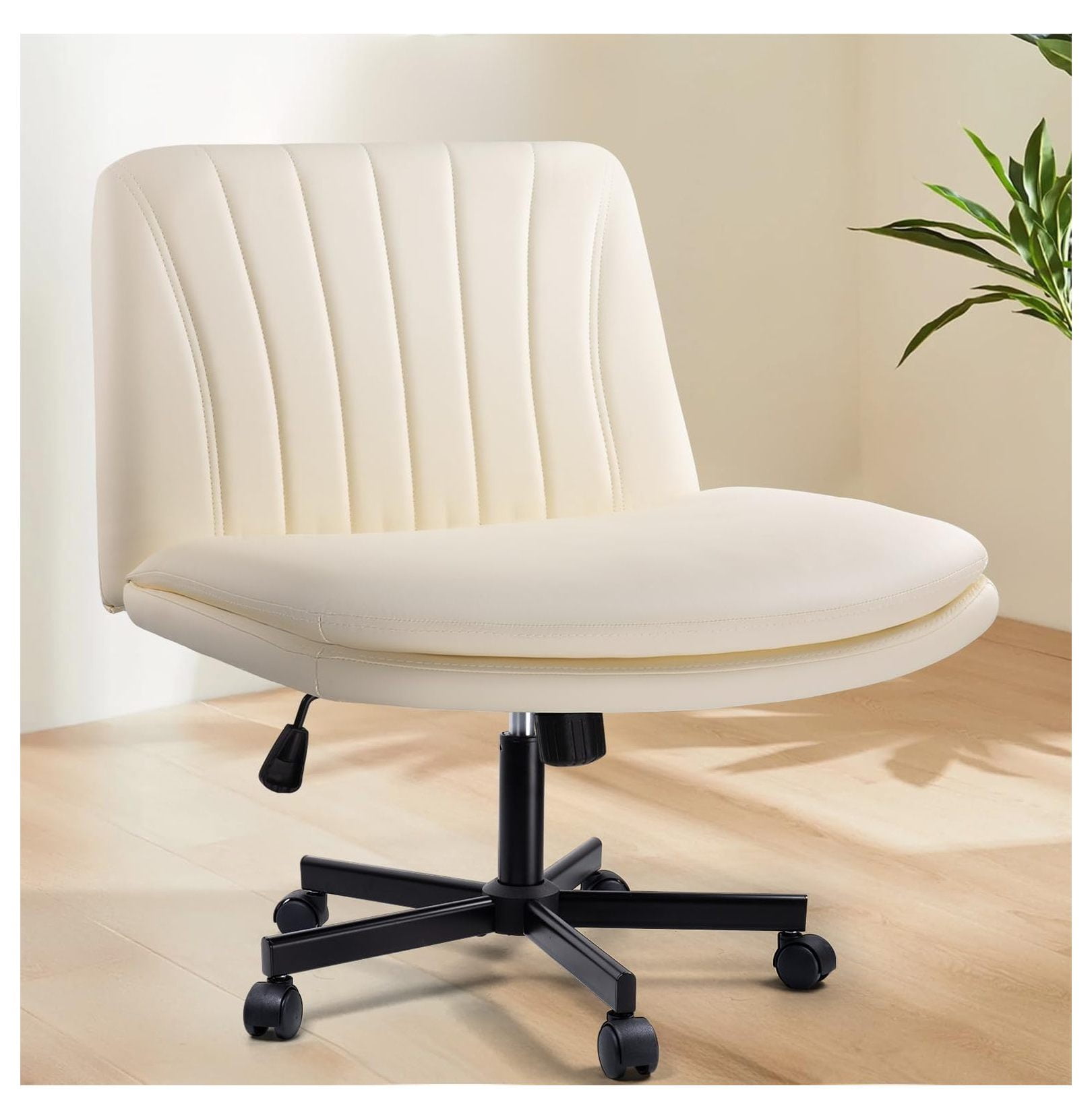 Criss Cross Chair with Wheels, Cross Legged Office Vanity Chair with ...