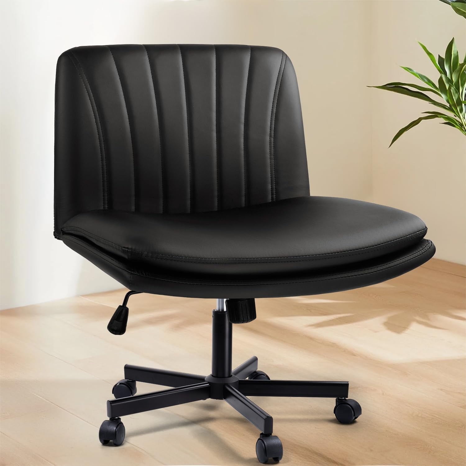 Criss Cross Chair with Wheels, Cross Legged Office Vanity Chair with ...