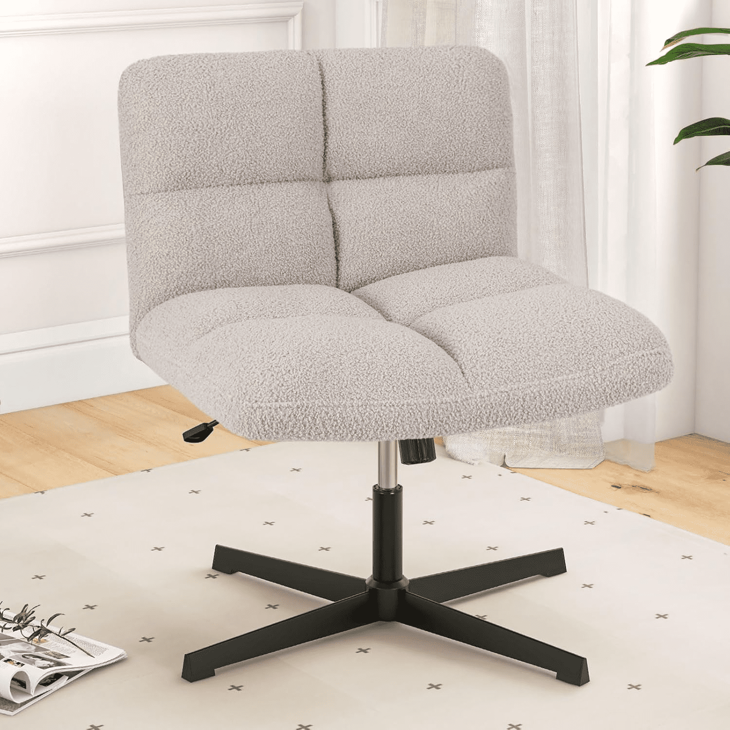 Criss Cross Chair with Wheels Faux Fur Cross Legged Office Chair ...