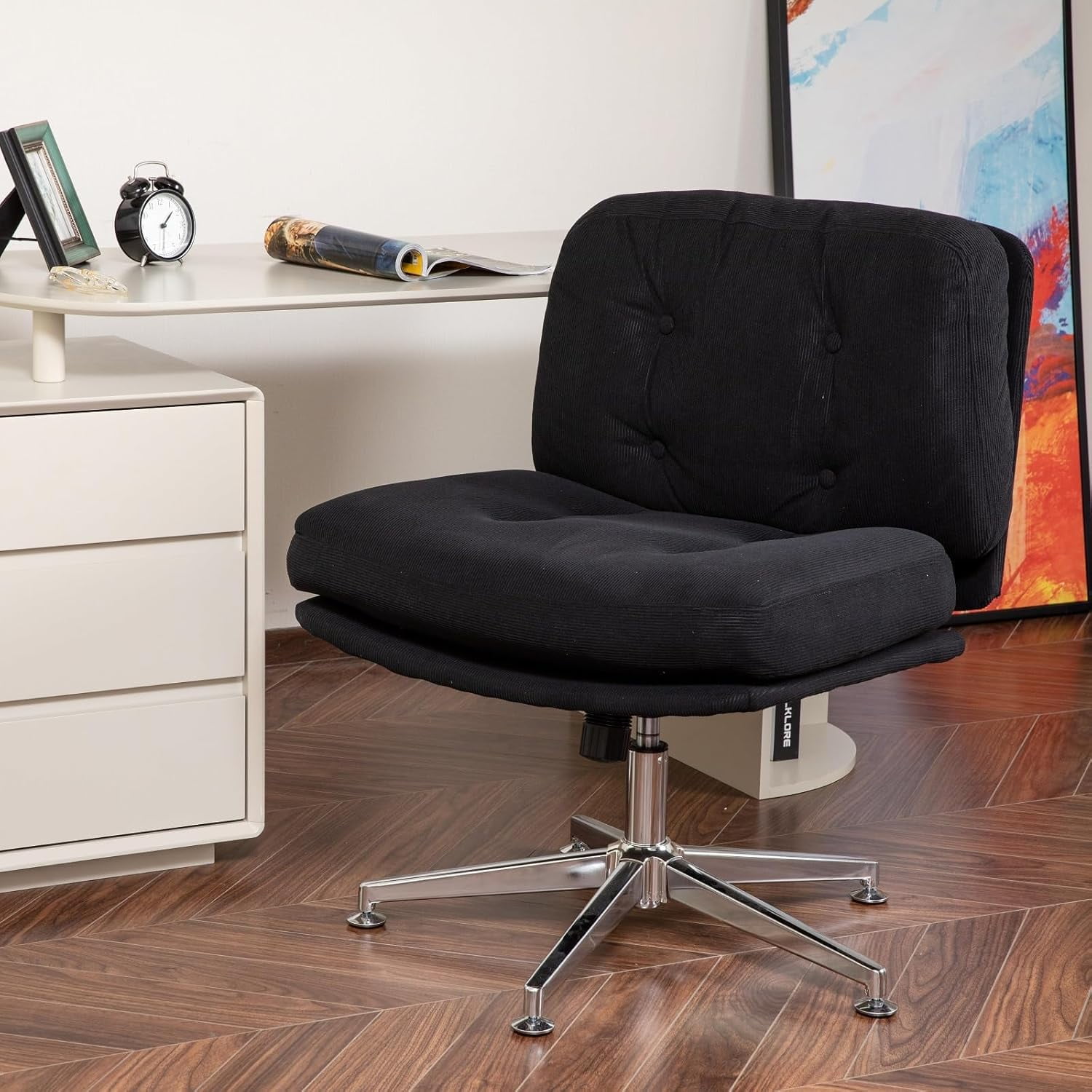 Criss Cross Chair No Wheels, Height Adjustable Armless Office Desk ...