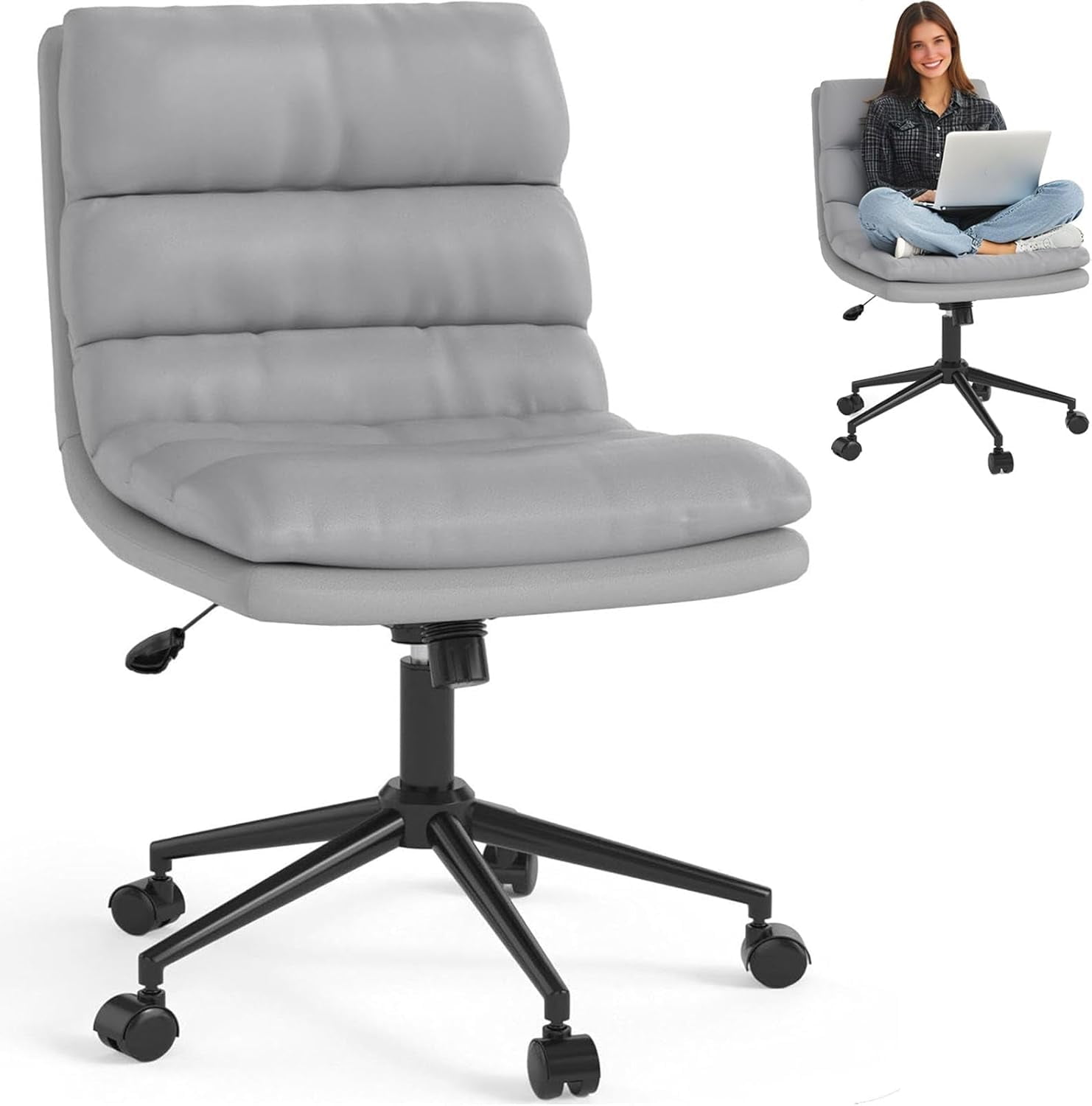 Criss Cross Chair with Wheels,High Back Armless Office Desk Chair Cross ...