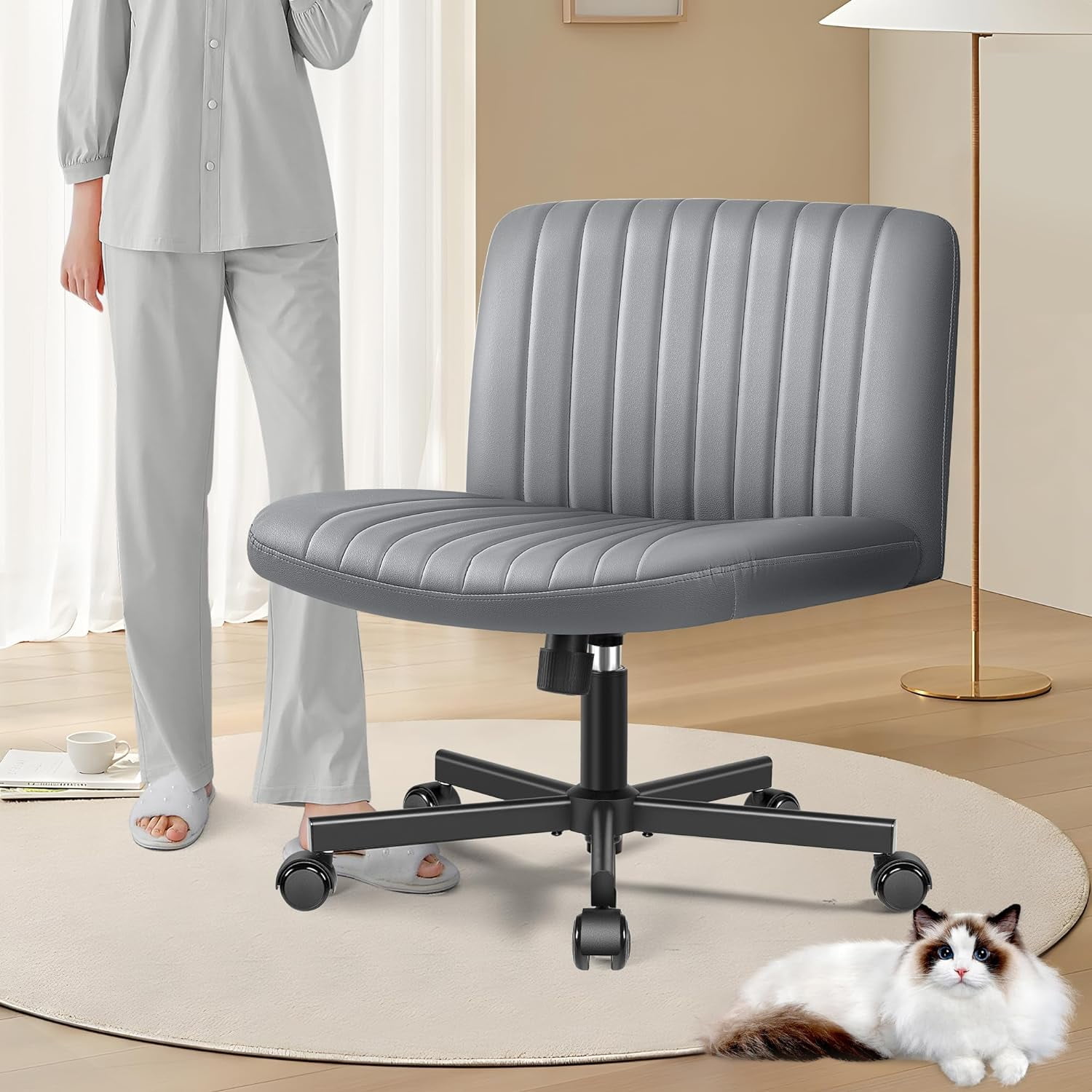 Criss Cross Chair with Wheels Legged Armless Desk Reading Chair ...